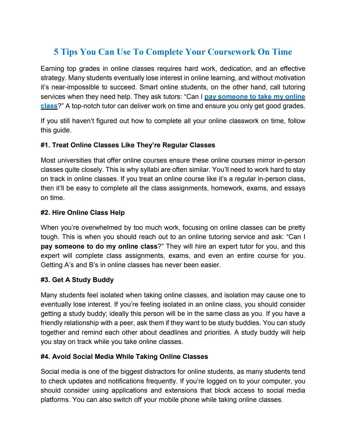 5 Tips You Can Use To Complete Your Coursework On Time by We Take Your ...