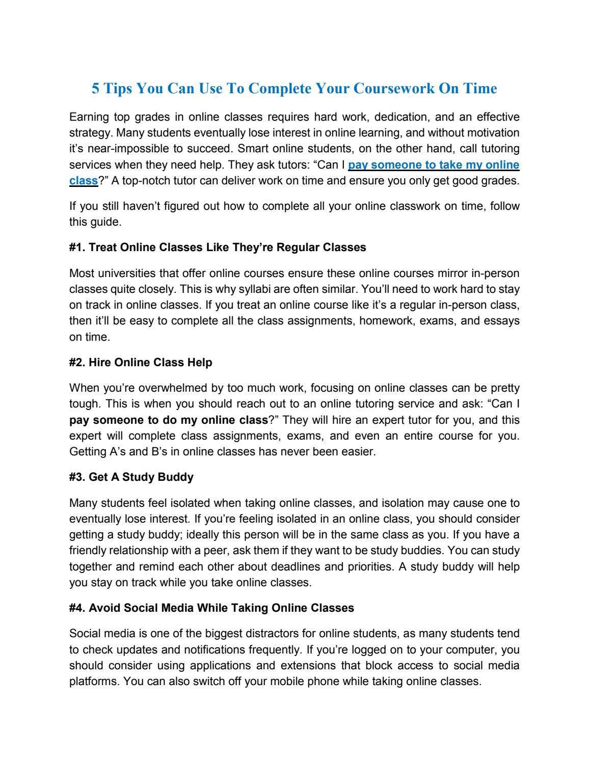 5 Tips You Can Use To Complete Your Coursework On Time by We Take Your ...