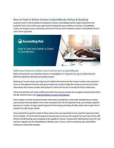 Void And Delete A Check QuickBooks By Accounting Advice Issuu