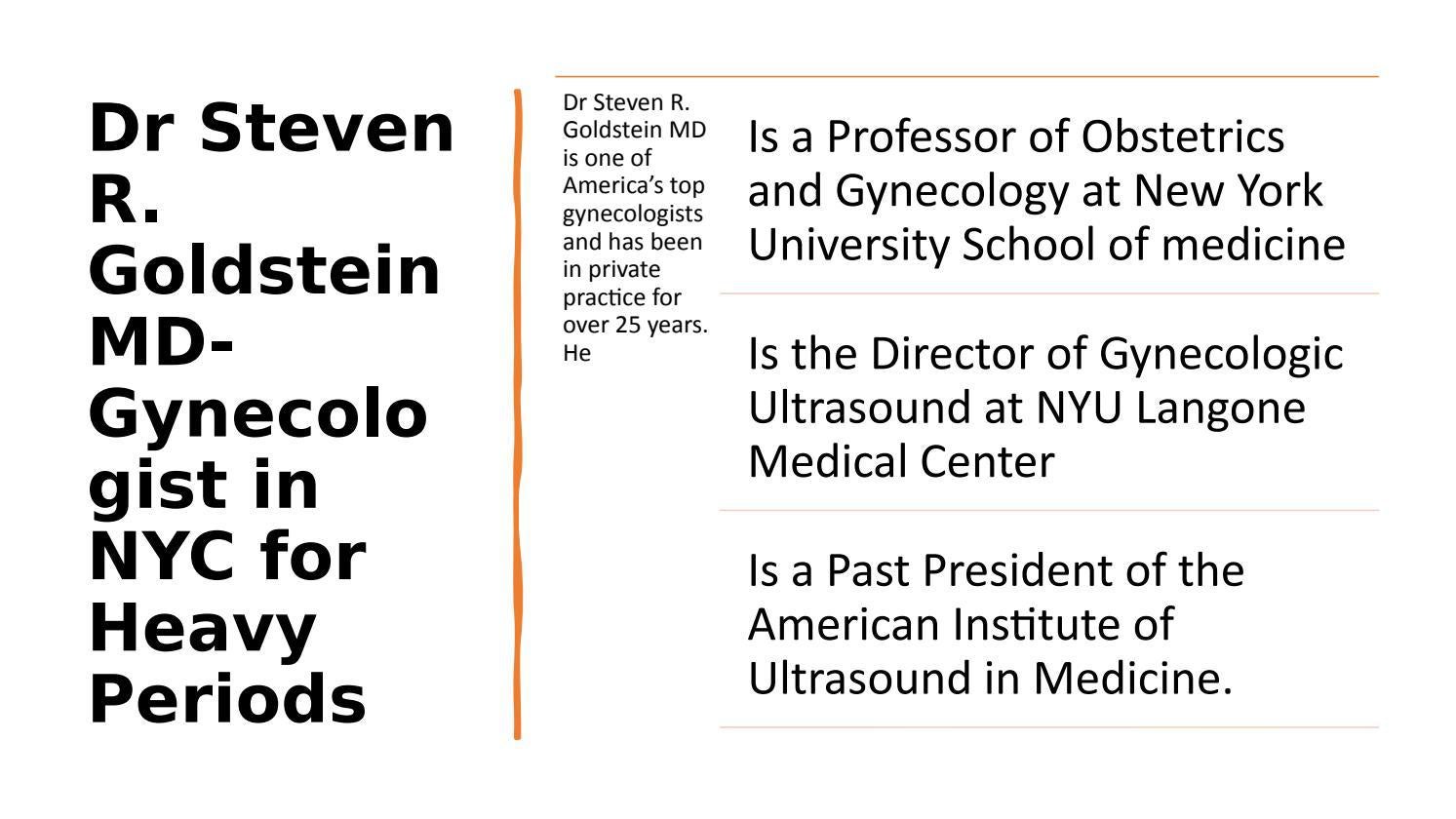 Dr Steven R. Goldstein MD- Gynecologist in NYC for Heavy Periods by ...