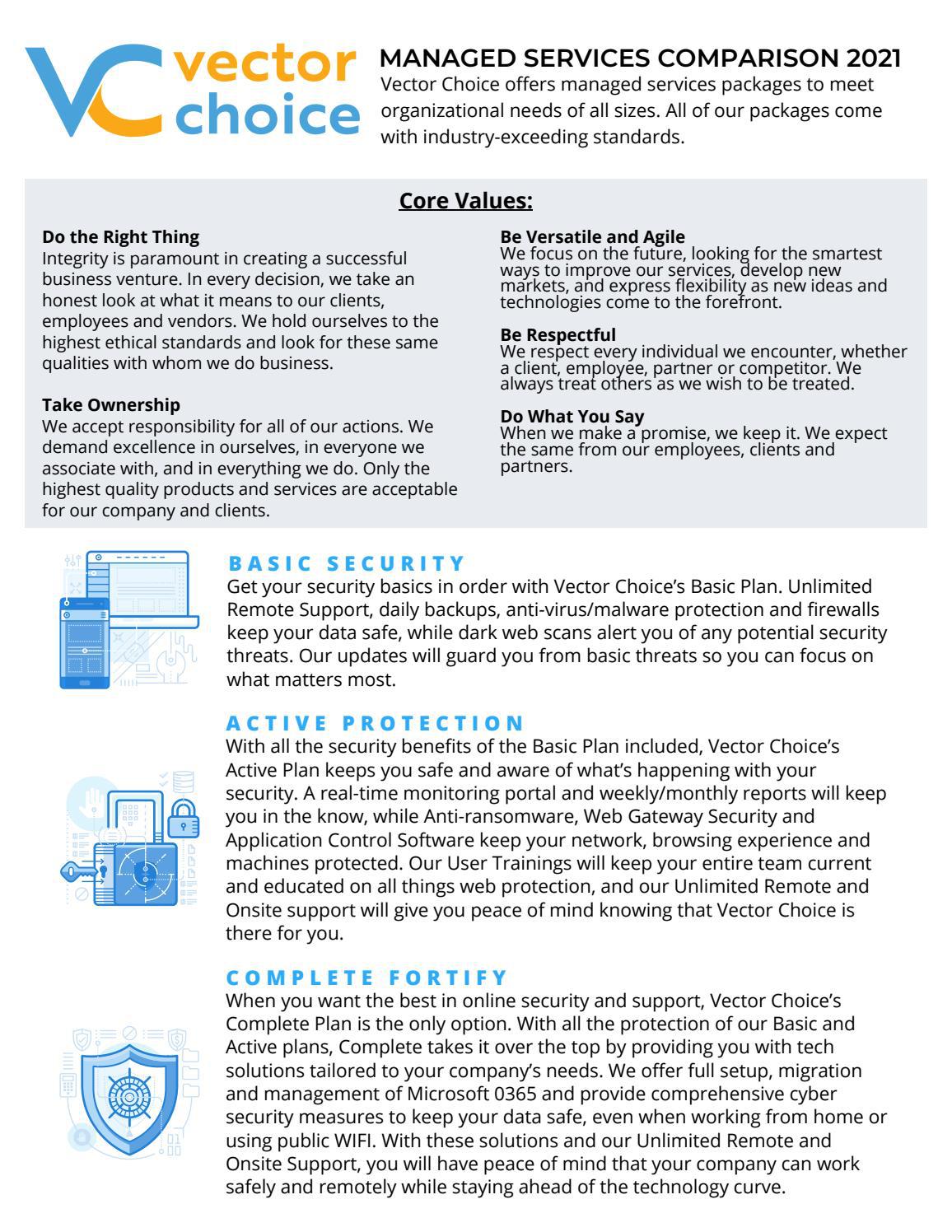 Vector Choice Managed Services Comparison - One-Pager by Vector Choice ...