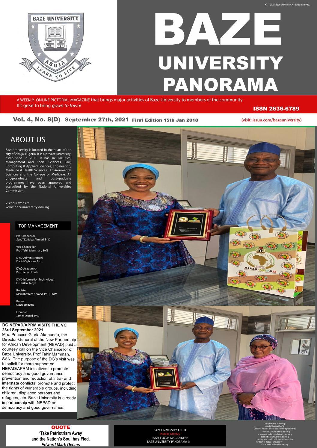 BAZE UNIVERSITY PANORAMA NEWS (27th September 2021) by Baze University ...