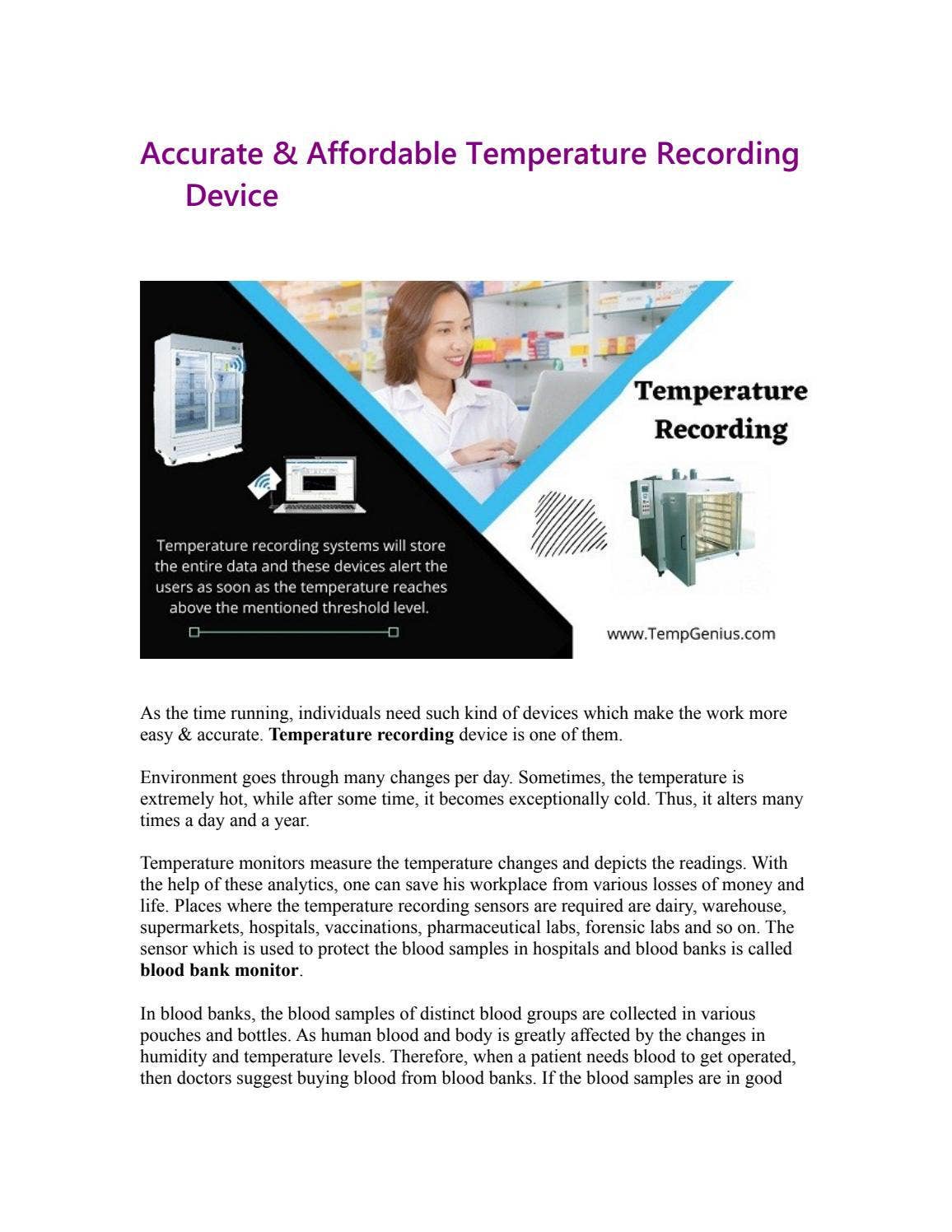 Accurate & Affordable Temperature Recording Device by TempGenius - Issuu