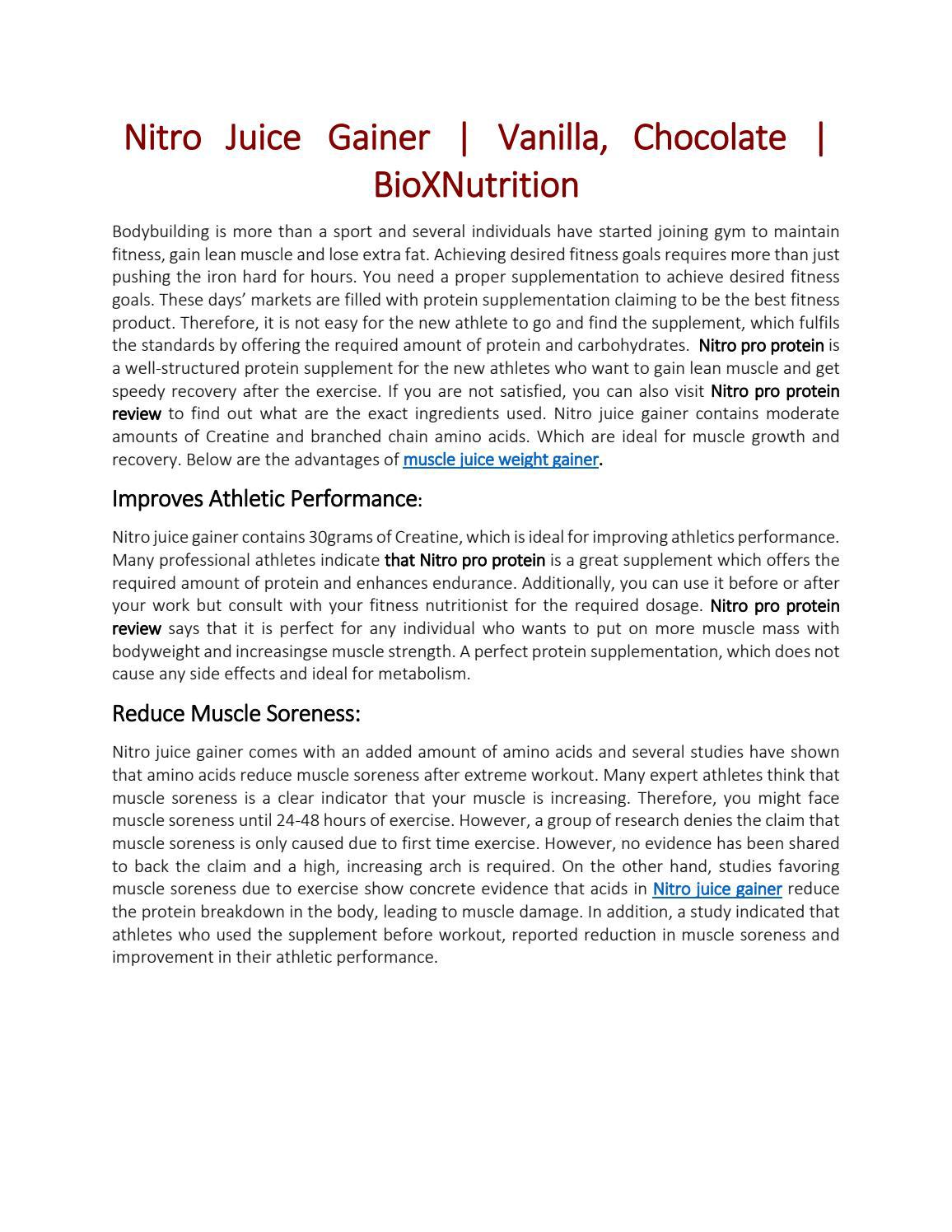 NITRO JUICE GAINER | Vanilla , Chocolate | Bioxnutrition by BioX ...