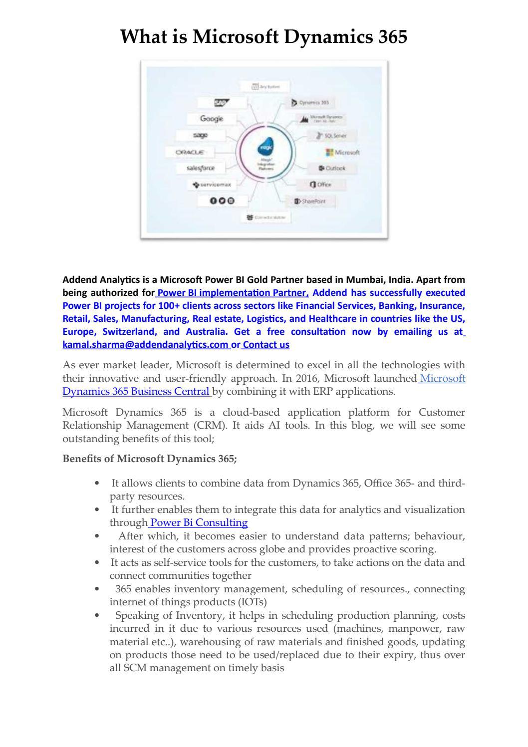 What is Microsoft Dynamics 365 by addendanalytics - Issuu