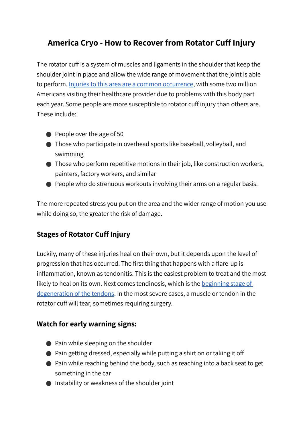 America Cryo - How to Recover from Rotator Cuff Injury by AmericaCryo ...