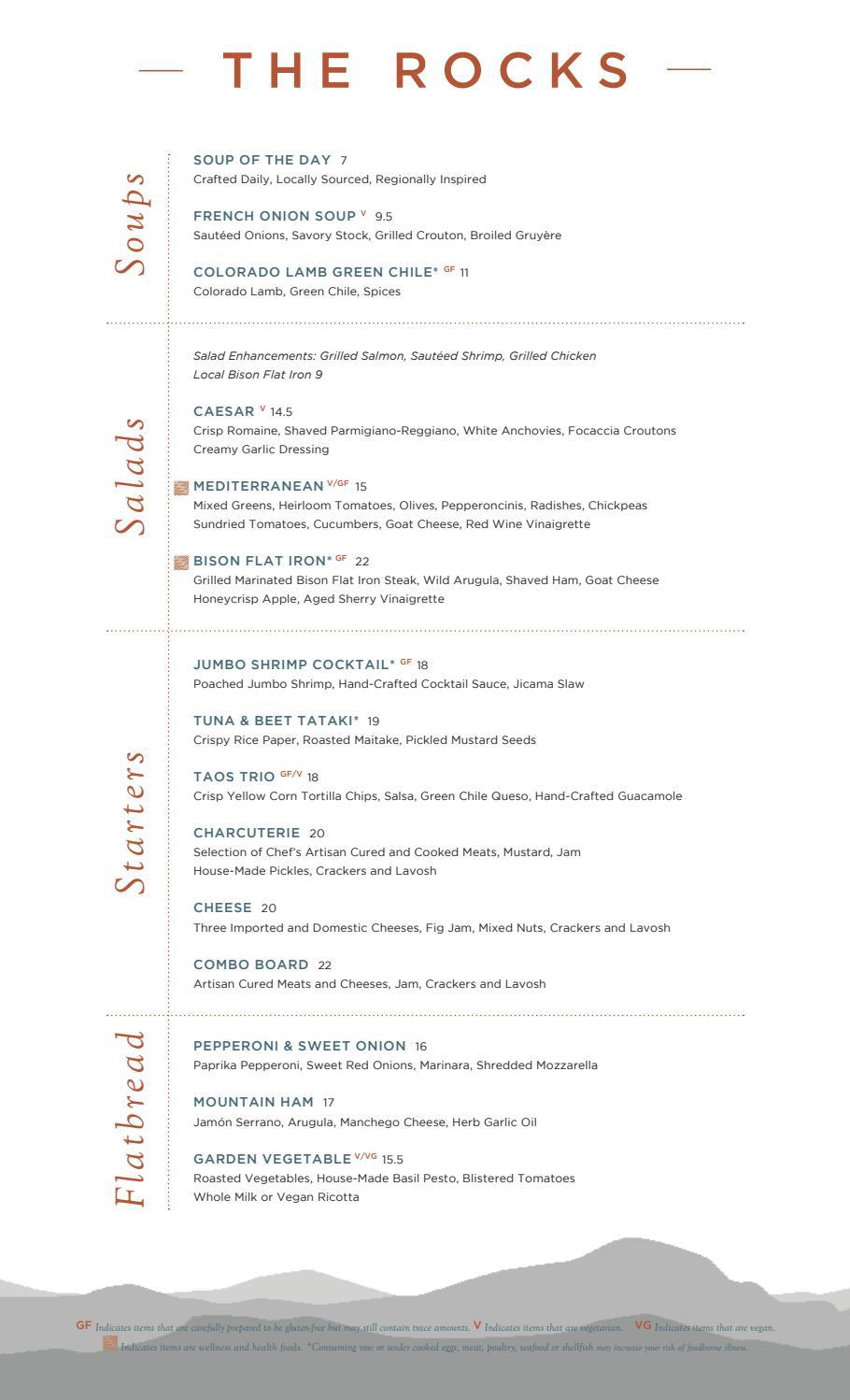 Rocks Dinner Menu by gardenofthegodsresortandclub - Issuu