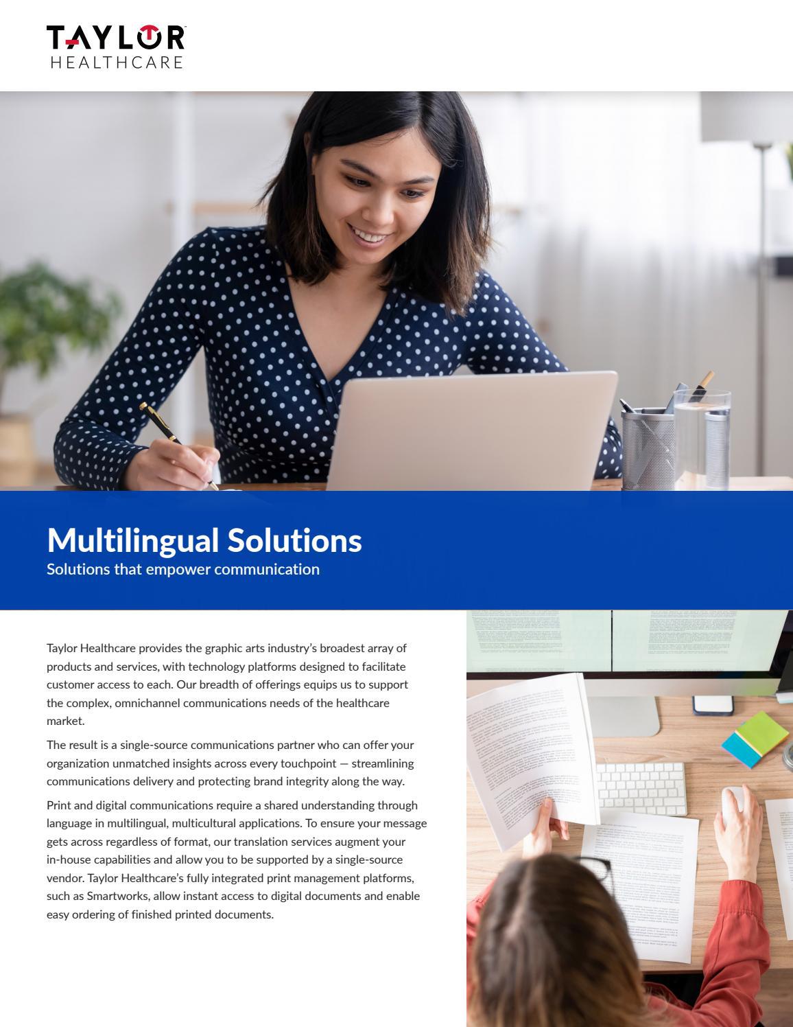 Multilingual Solutions in Healthcare Brochure by Taylor - Issuu