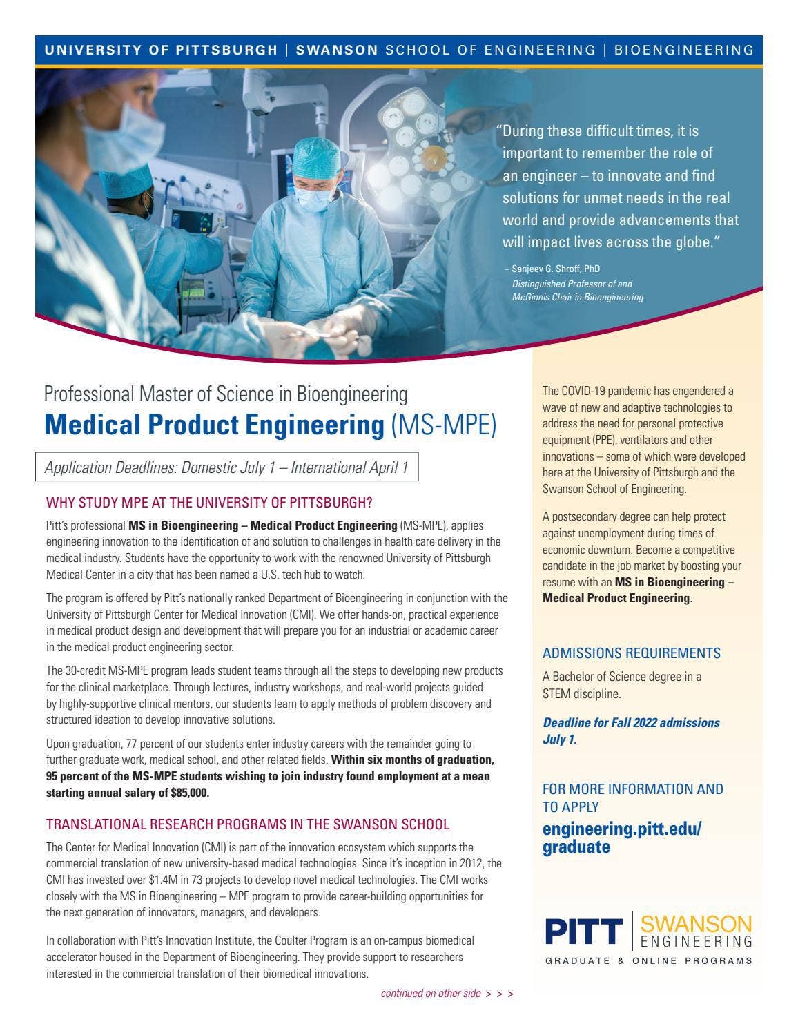 Bioengineering Master's Programs by PITT | SWANSON School of ...