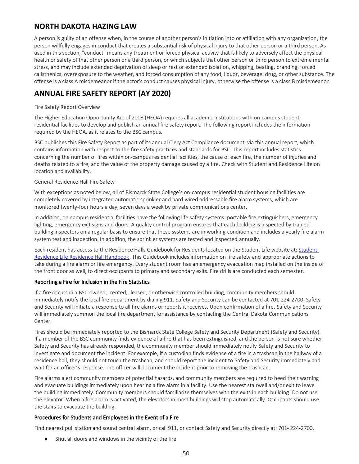 BSC Annual Security Fire Safety Report 2021 by Bismarck State College ...