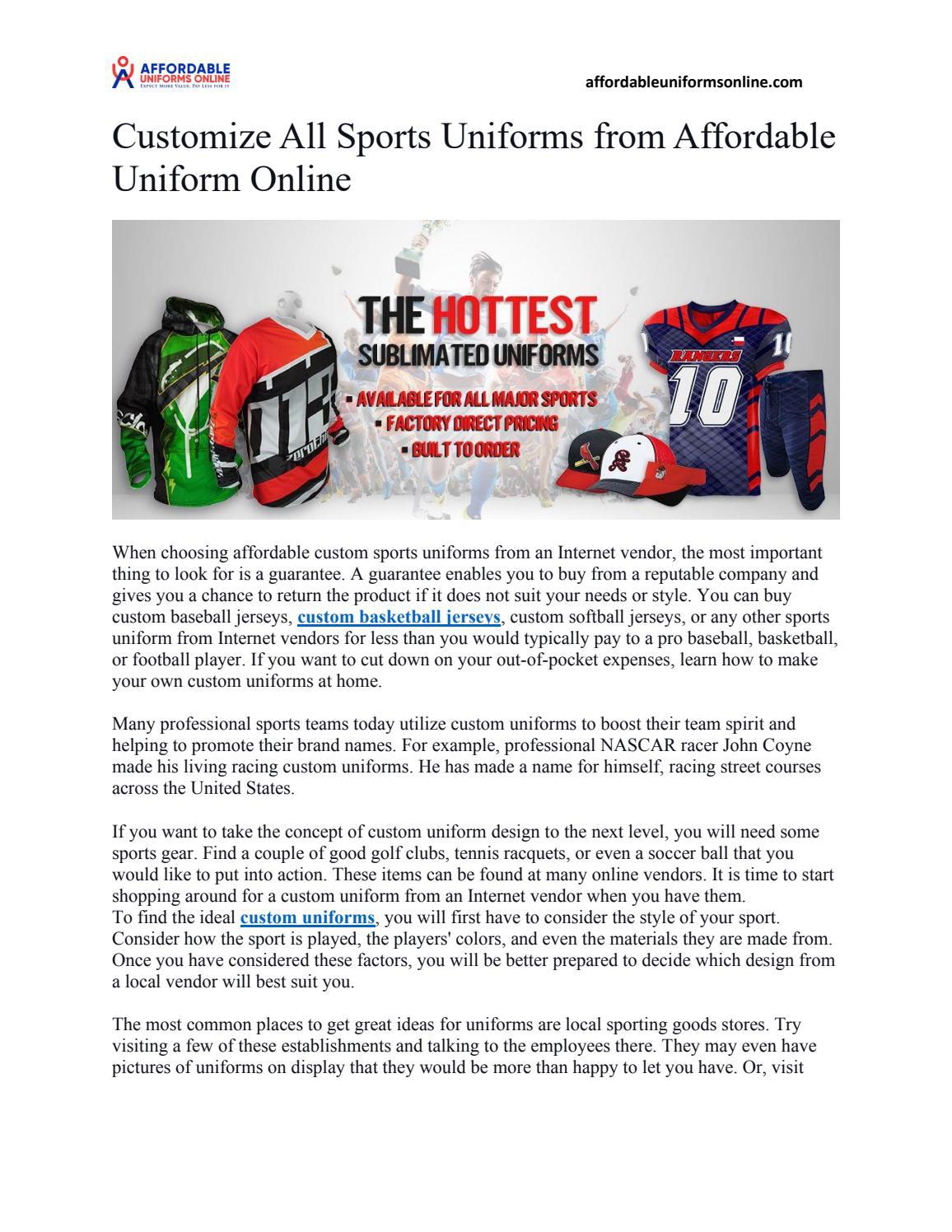 Customize All Sports Uniforms from Affordable Uniform Online by ...