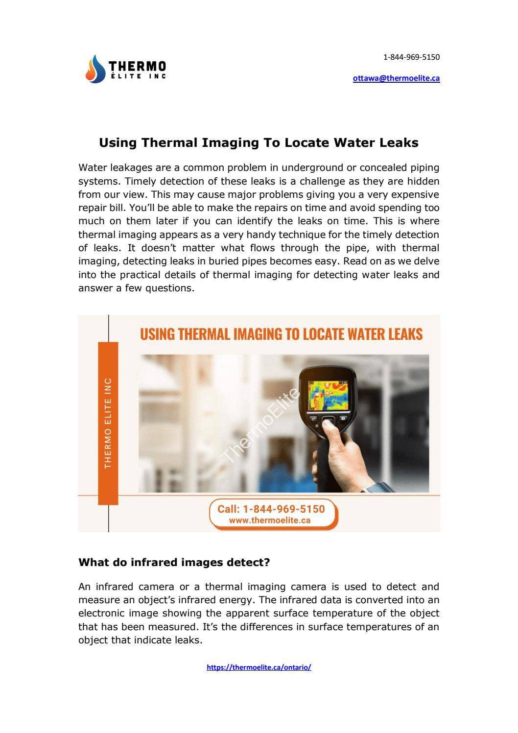 Using Thermal Imaging to Locate Water Leaks by Thermo Élite Inc - Issuu