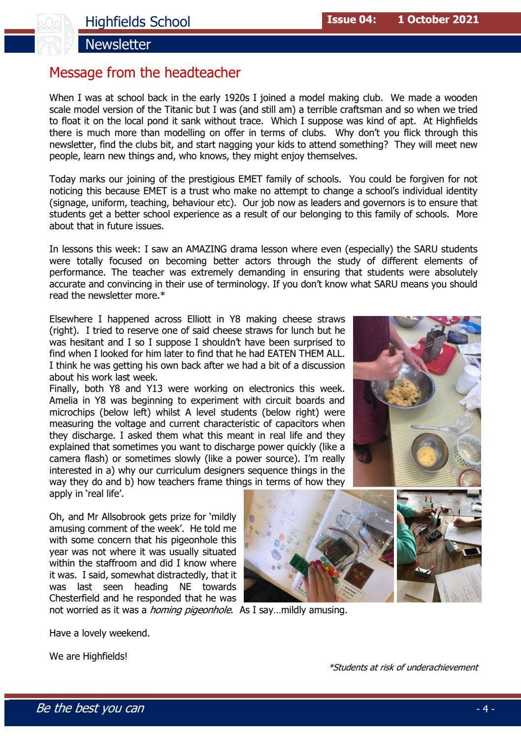 Highfields School Newsletter Issue 4 by Highfields School - Issuu