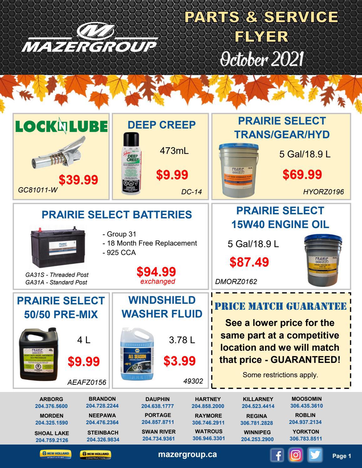 October 2021 Parts and Service Flyer by Mazergroup - Issuu