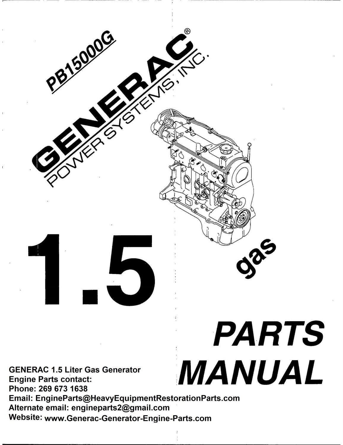 Generac 1.5 Liter Gas Generator Parts Manual - Free download by ...