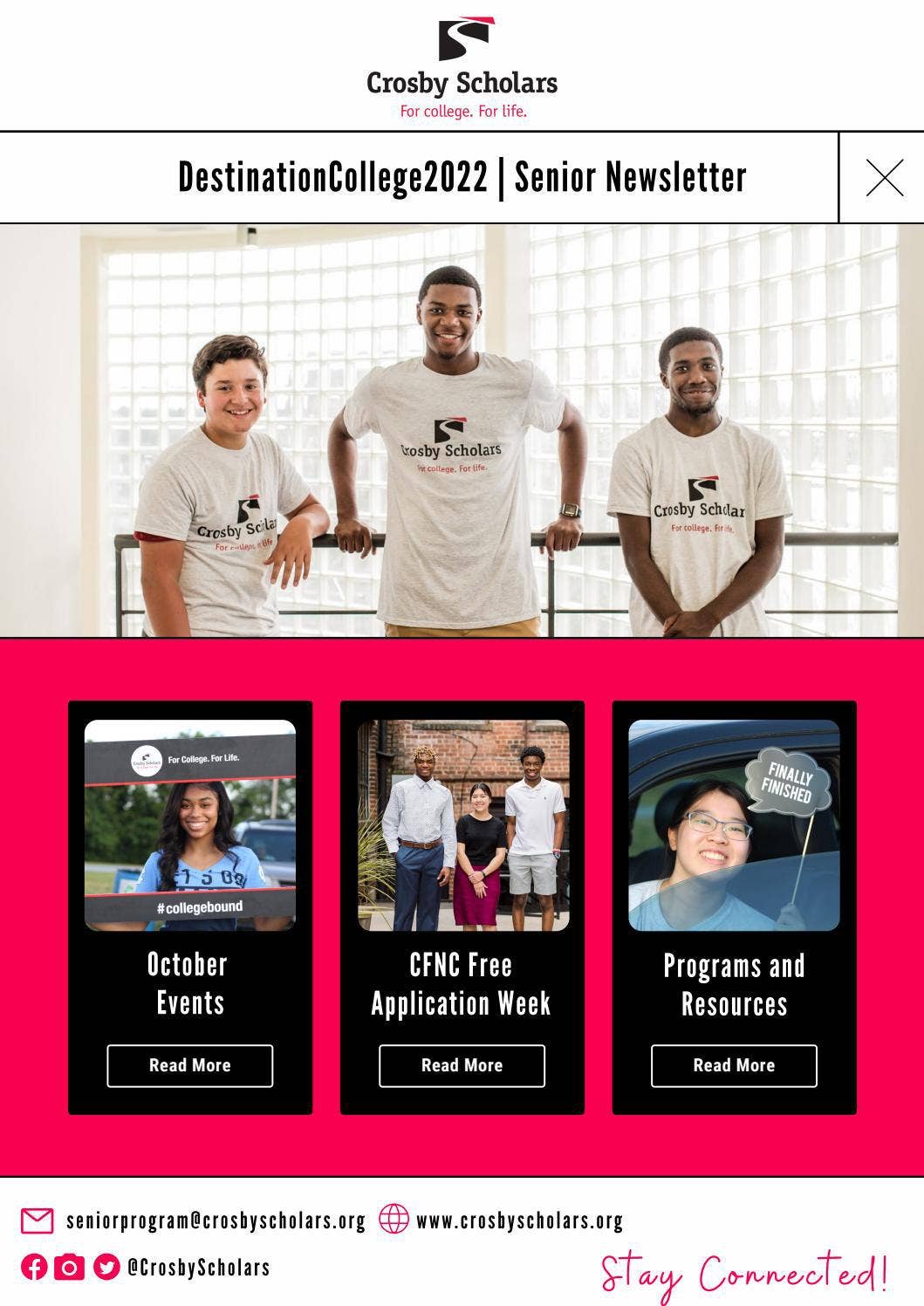 Destination College 2022- October Senior Newsletter by Crosby Scholars ...