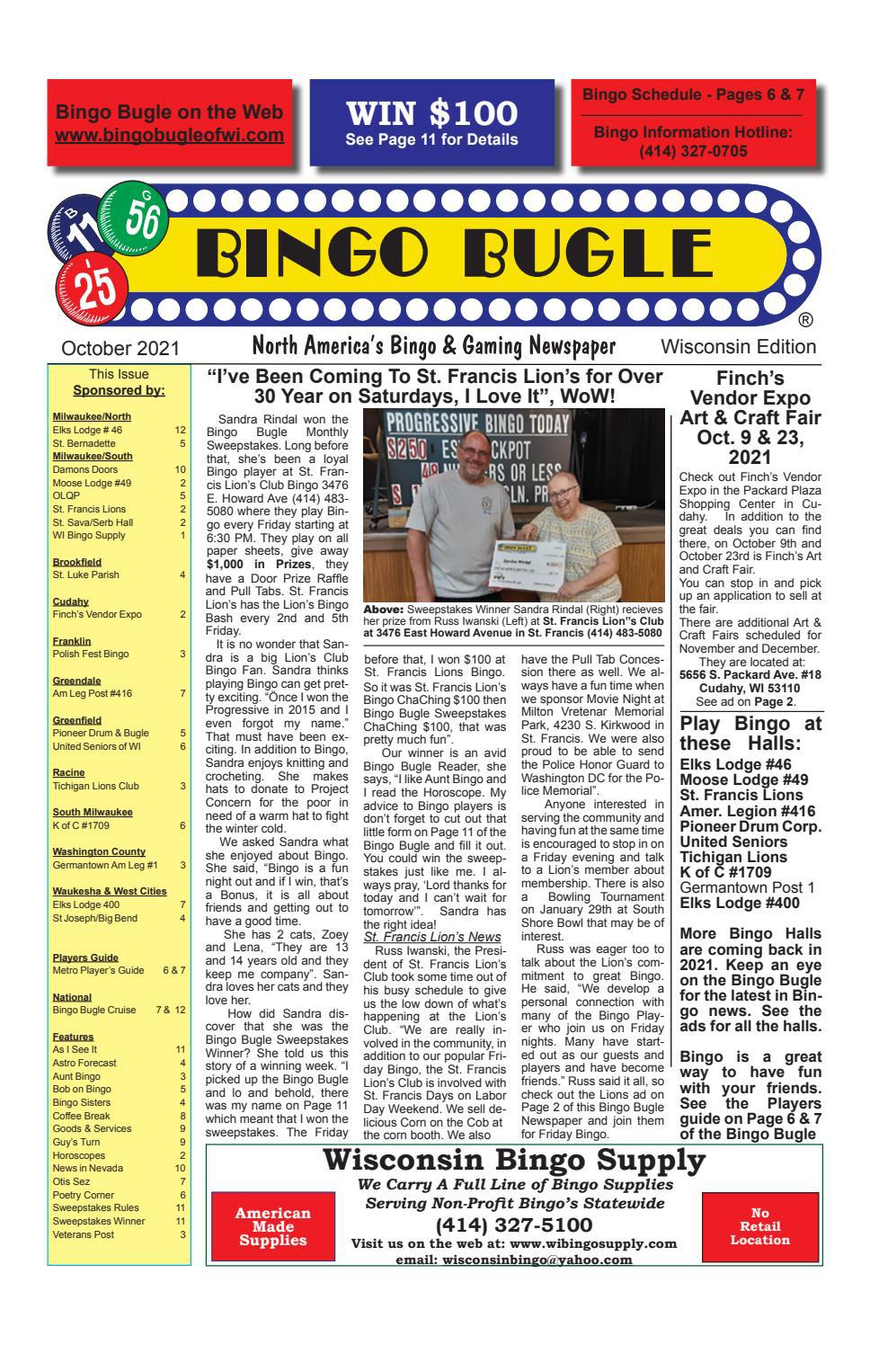 October 2021 Wisconsin Bingo Bugle by Bingo Bugle of Wisconsin - Issuu