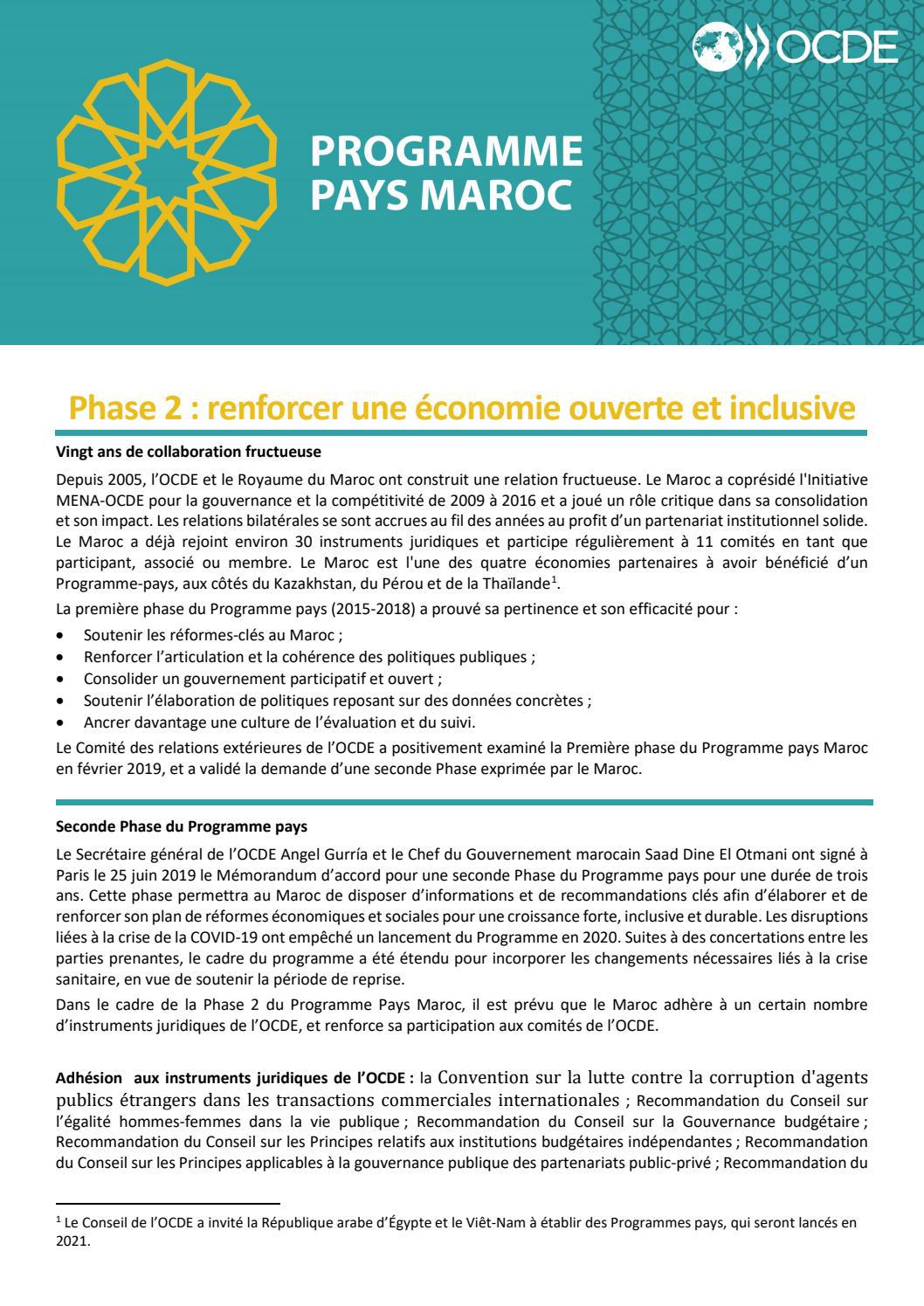 OCDE MENA Programme Pays Maroc Phase 2 Renforcer Une conomie OCDE MENA Programme Pays Maroc Phase 2 Renforcer Une conomie
