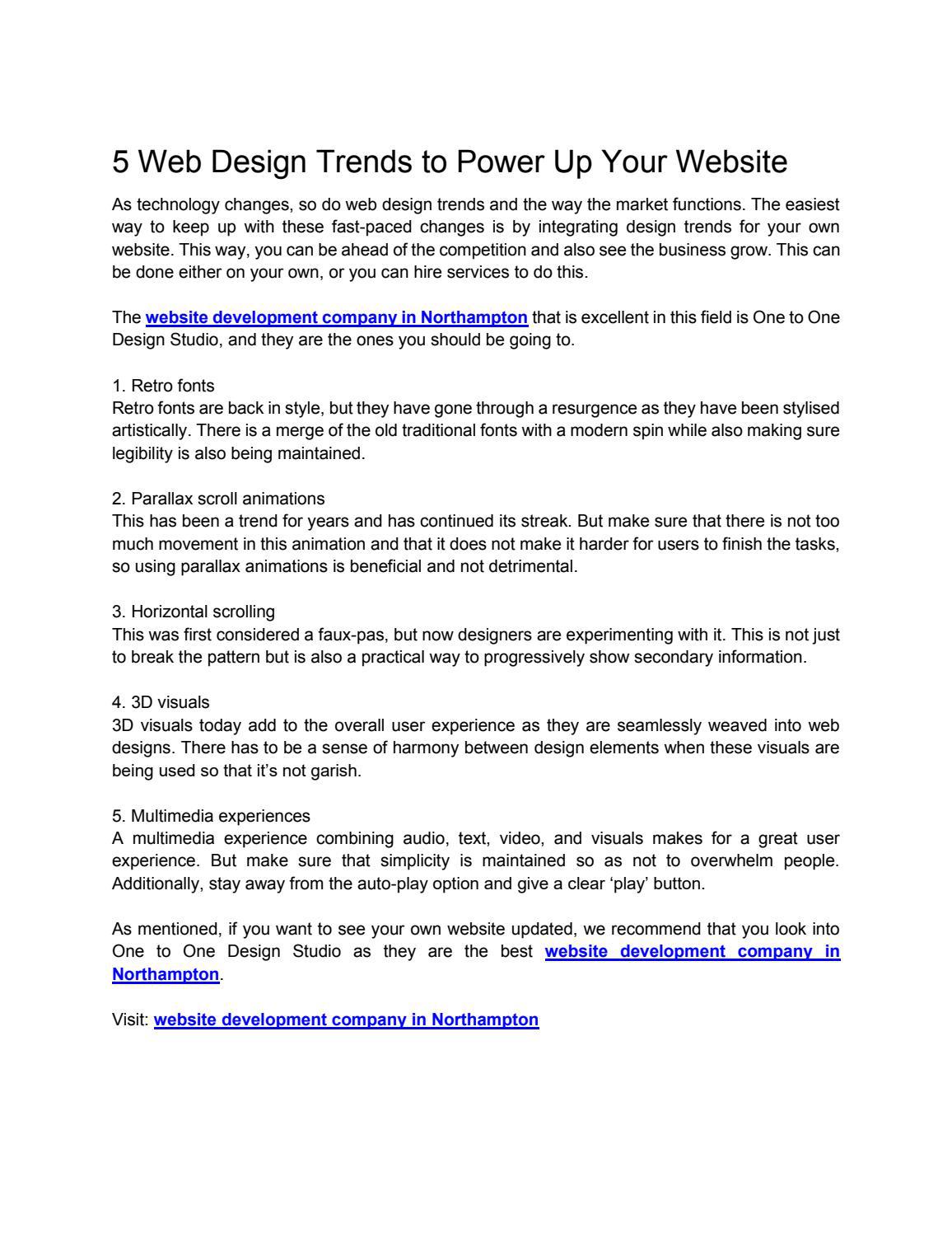 5 Web Design Trends to Power Up Your Website by onetoone design - Issuu