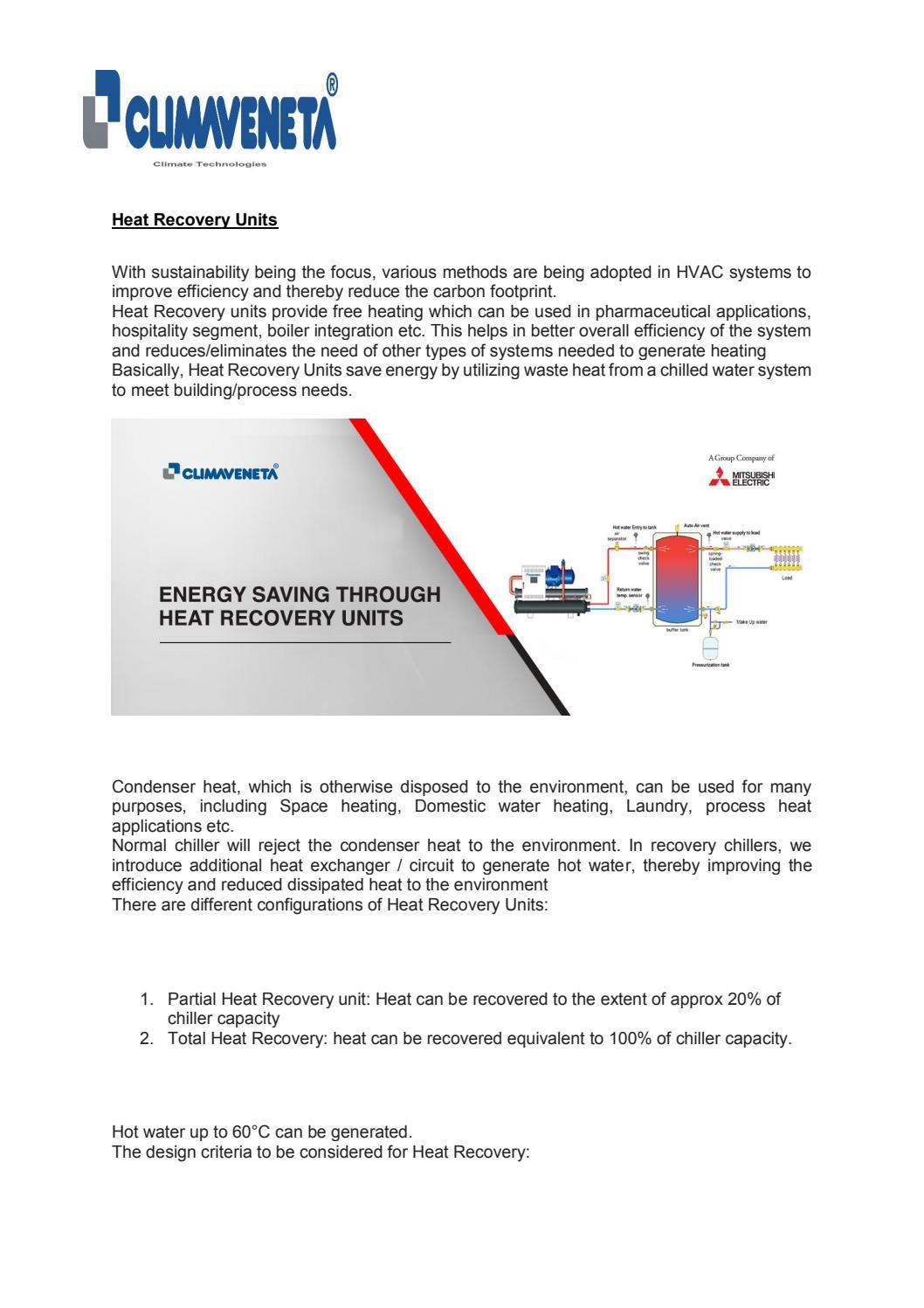 Heat Recovery Units by Climaveneta - Issuu