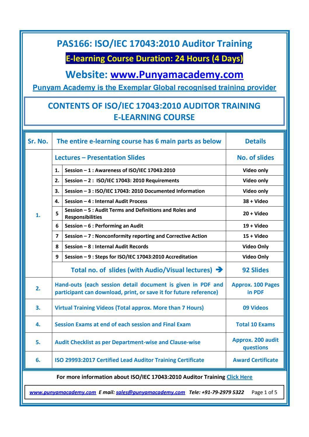 ISO 17043 Auditor Training - Content of Online Certification Course by ...