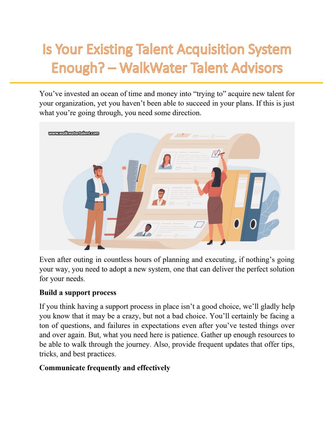 Is Your Existing Talent Acquisition System Enough? – WalkWater Talent ...