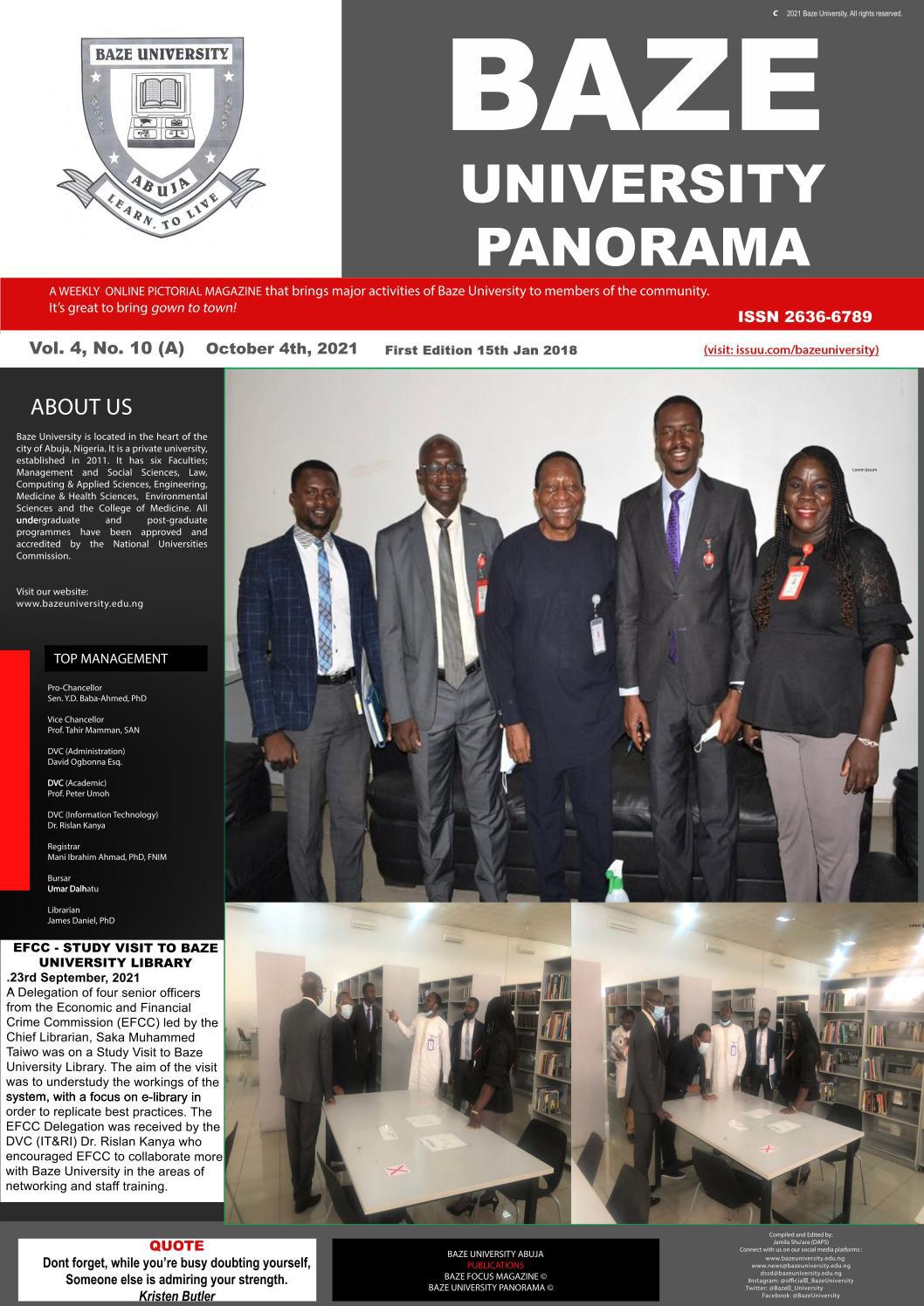 BAZE UNIVERSITY PANORAMA NEWS (4th October 2021) by Baze University - Issuu