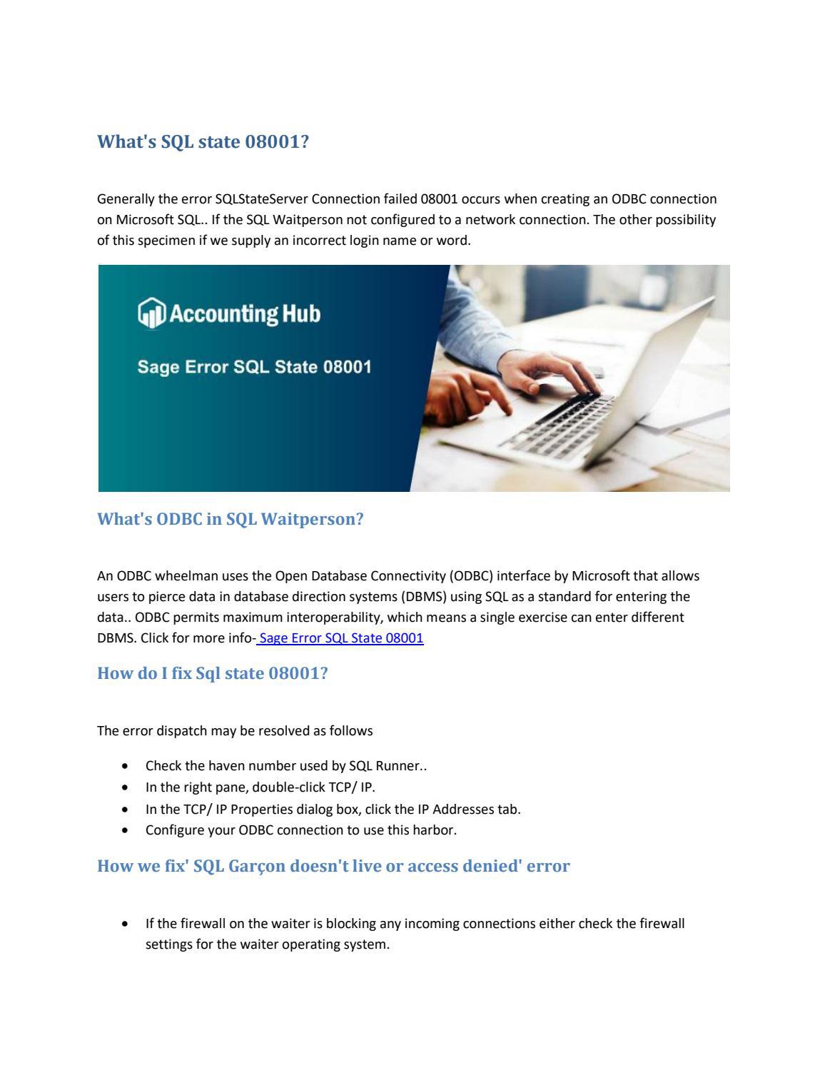 Fixed : Sage Error SQL State 08001 by accounting advice - Issuu