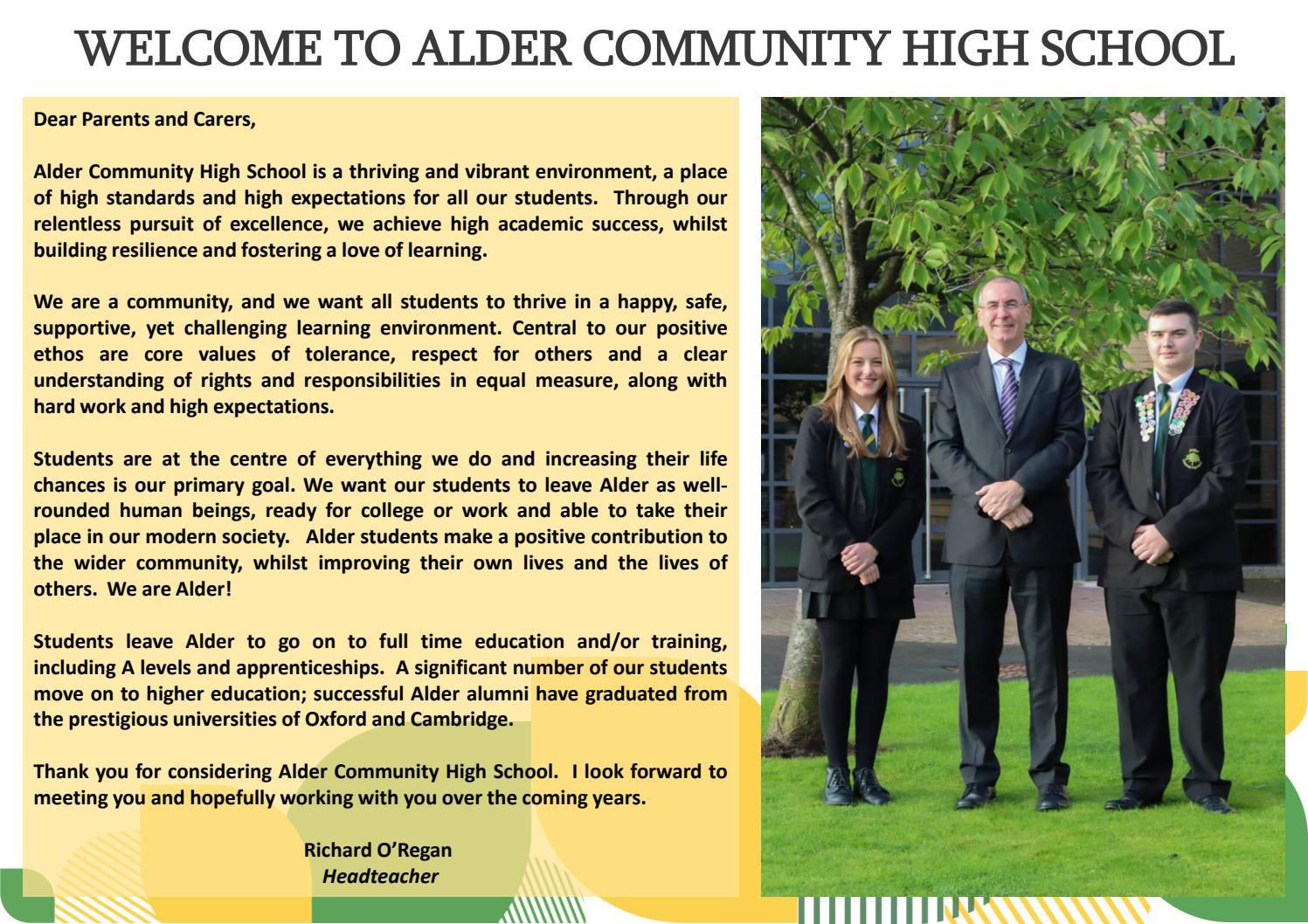 Alder Community High School Prospectus - October 2021 by Schudio - Issuu