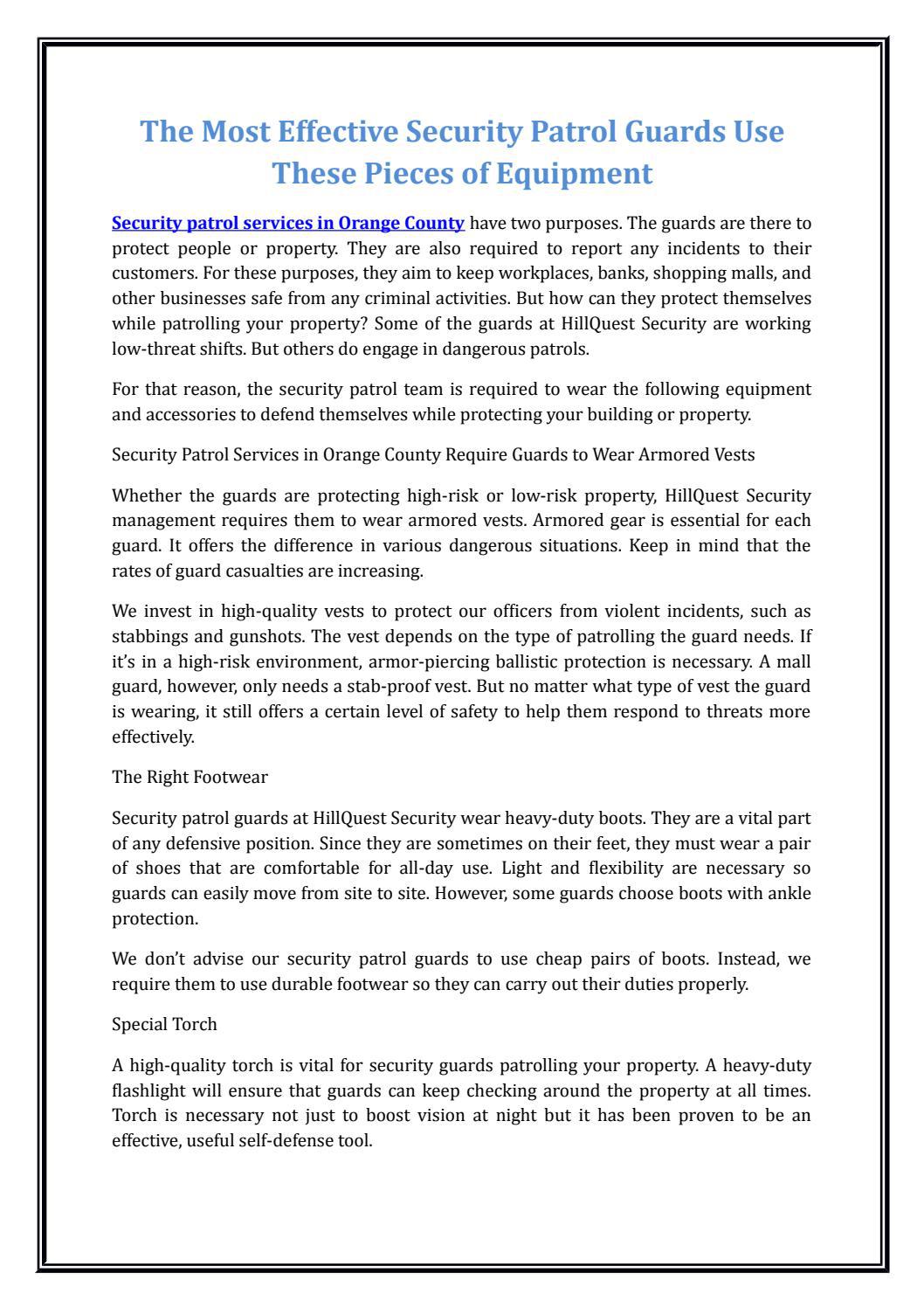 The Most Effective Security Patrol Guards Use These Pieces of Equipment ...