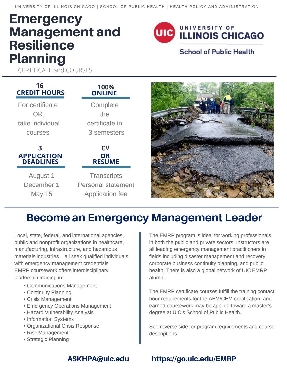 Emergency Management and Resilience Planning by UIC Health Policy and ...