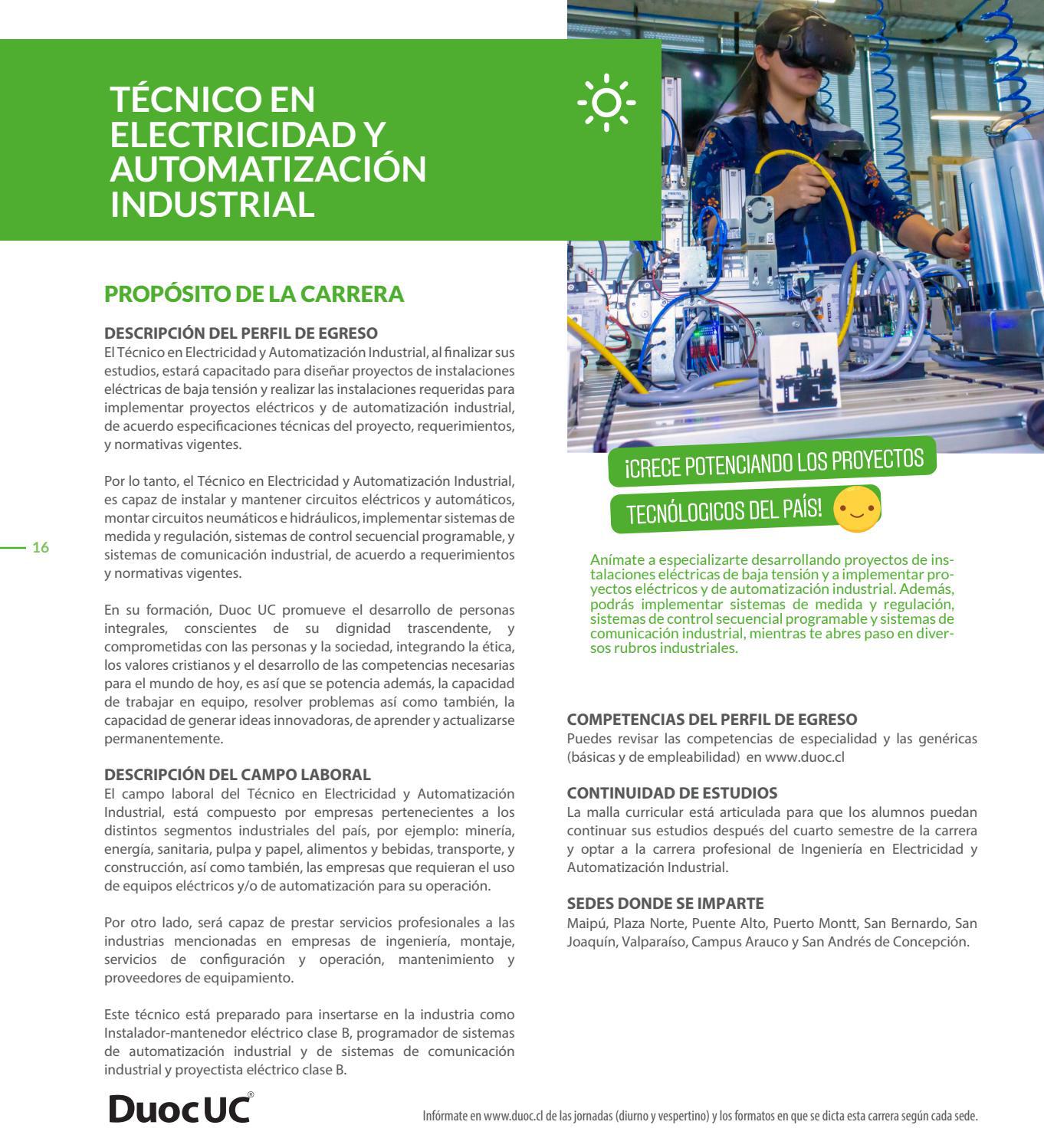 Técnico en Electricidad y Automatización Industrial by Duoc UC - Issuu