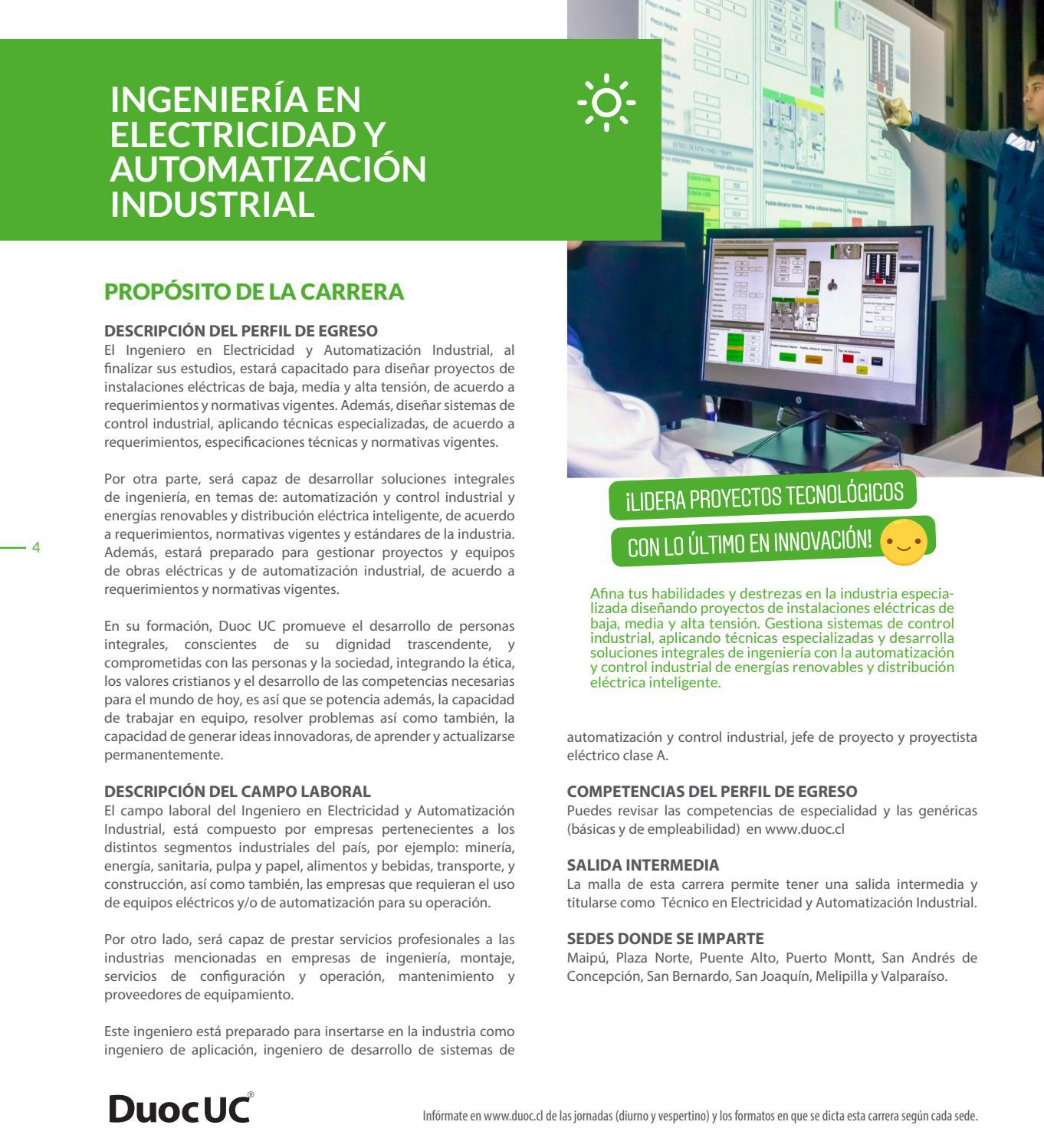 Ingeniería en Electricidad y Automatización Industrial by Duoc UC - Issuu