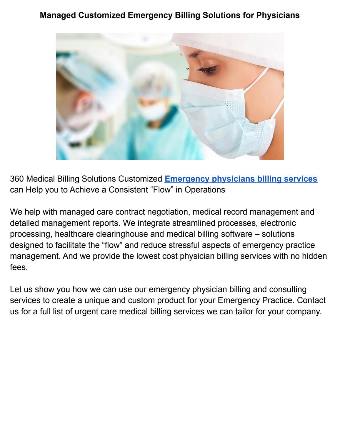Managed Customized Emergency Billing Solutions for Physicians by 360 ...