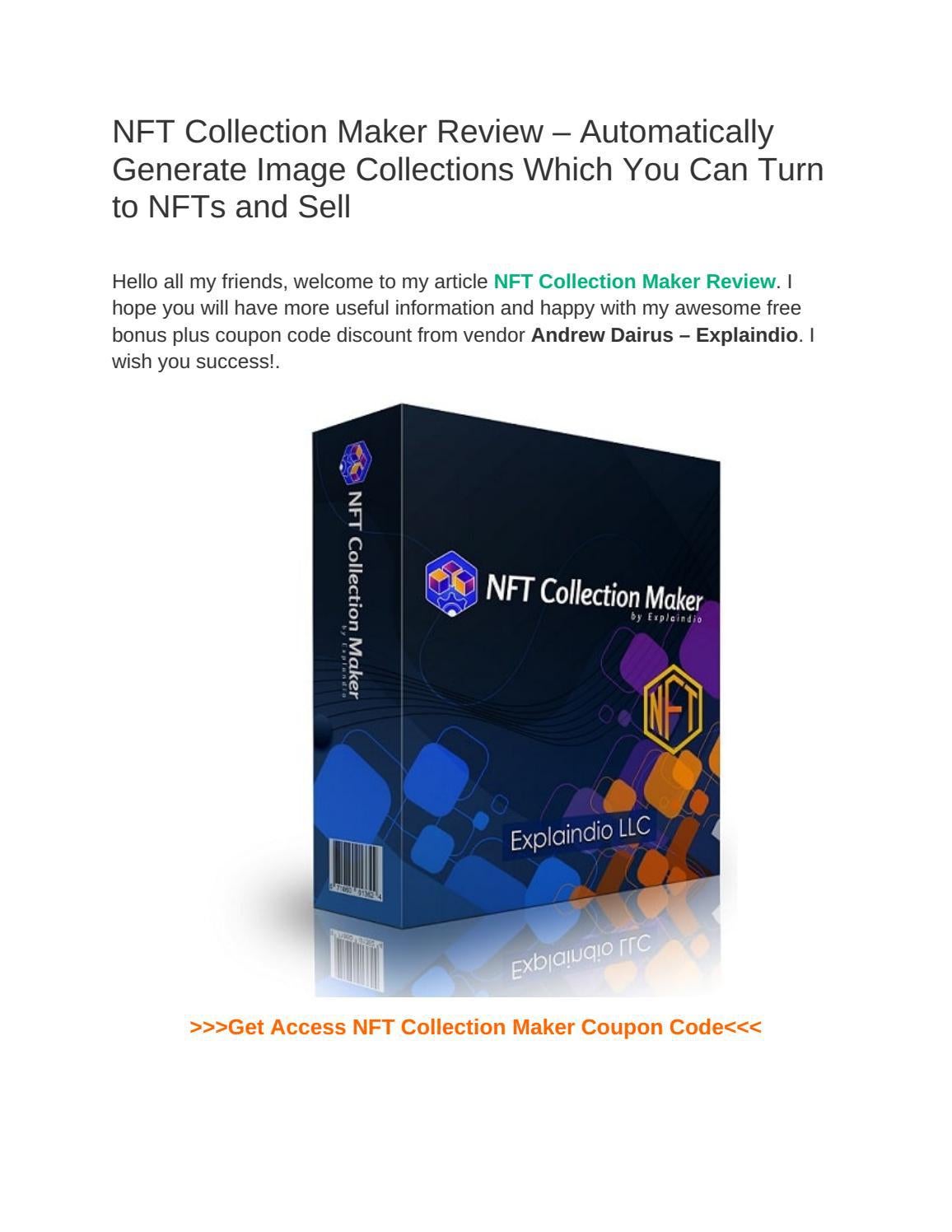 NFT Collection Maker by Explaindio Review - Best Bonus - Andrew Darius ...