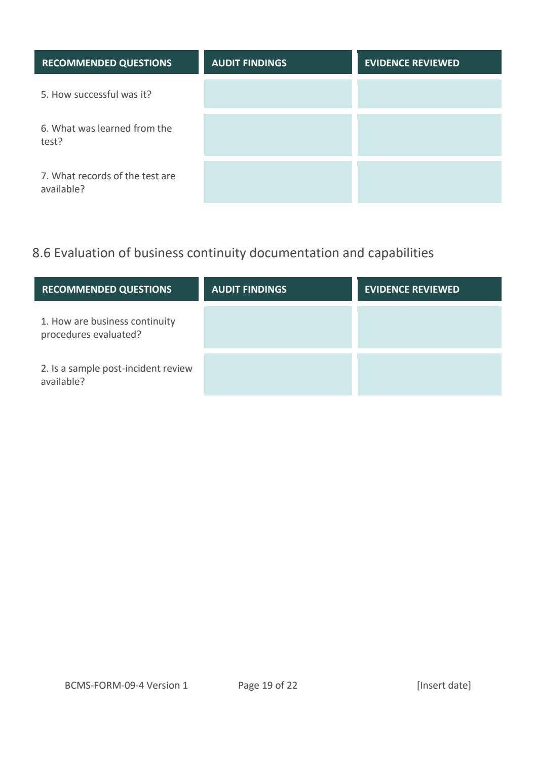 BCMS-FORM-09-4 Internal Audit Checklist by CertiKit Limited - Issuu