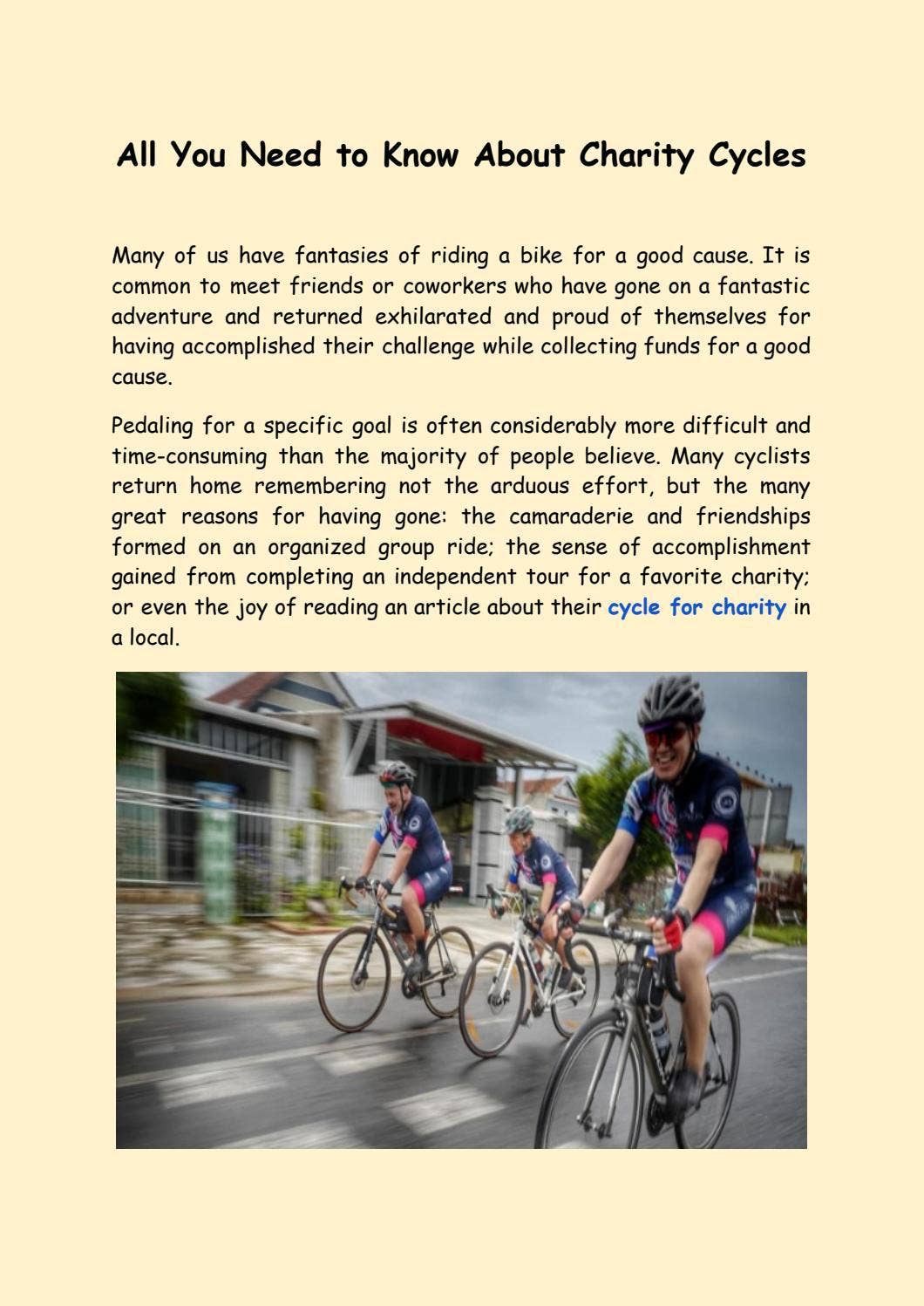 All You Need to Know About Charity Cycles by Cycle for Charity - Issuu