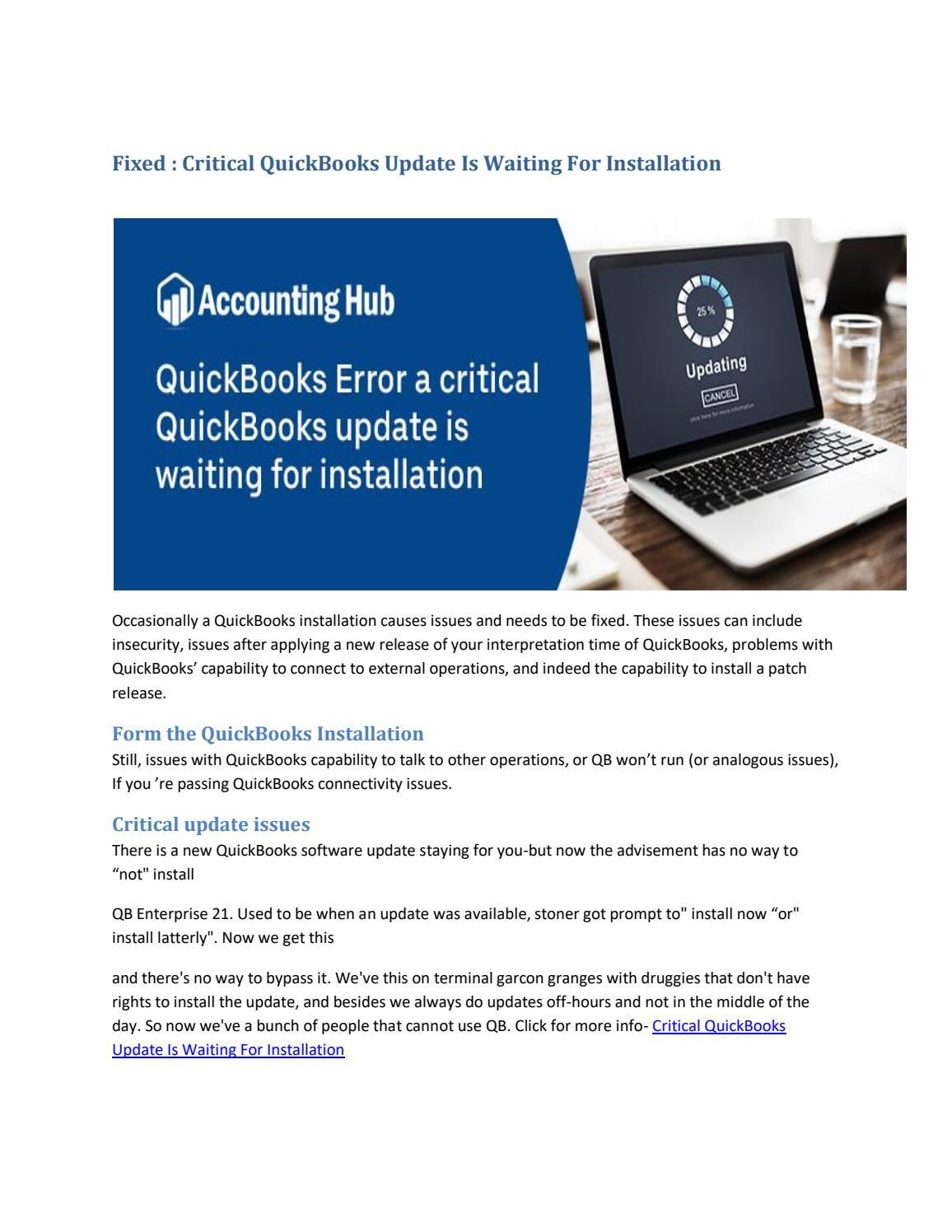 Critical QuickBooks Update Is Waiting For Installation: QuickBooks ...