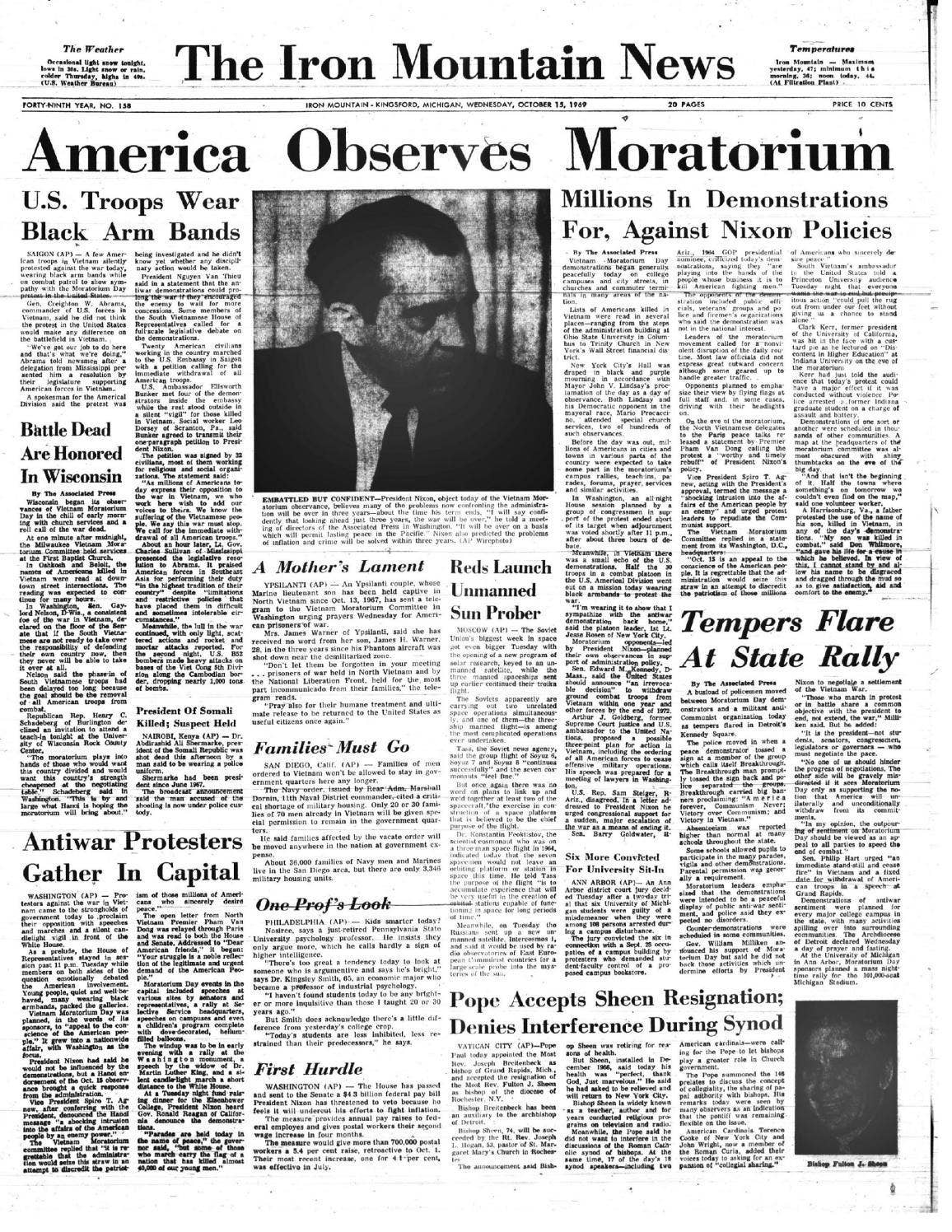 The Iron Mountain News October 15, 1969 (Mike Birth) by Terry_Sr - Issuu