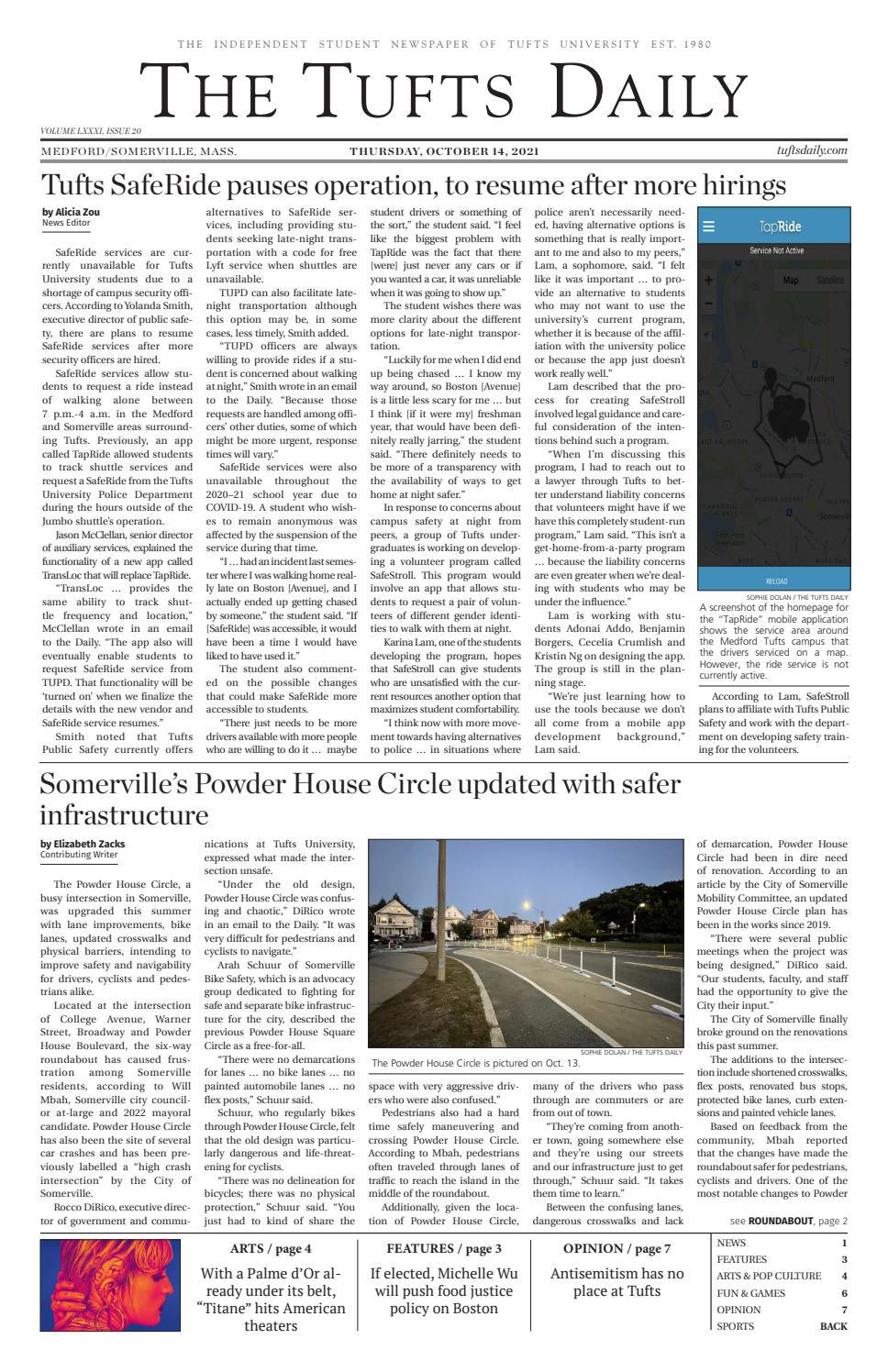 The Tufts Daily - Thursday, October 14, 2021 by The Tufts Daily - Issuu