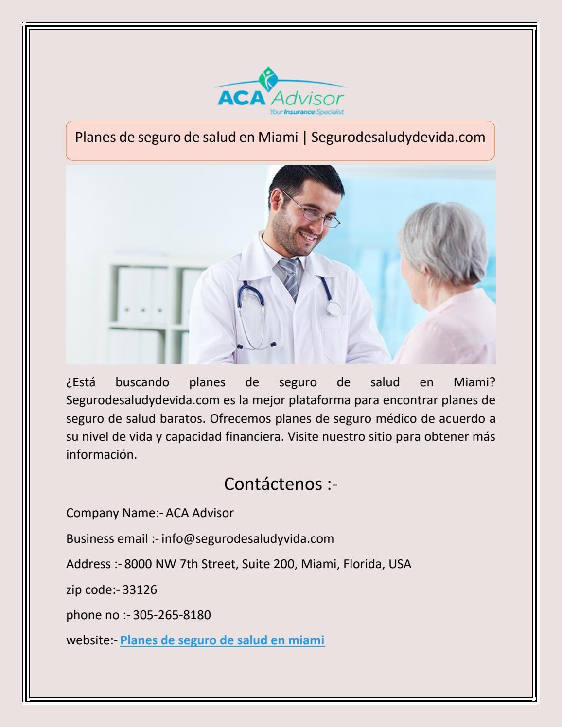 Planes de seguro de salud en Miami | Segurodesaludydevida.com by ACA ...