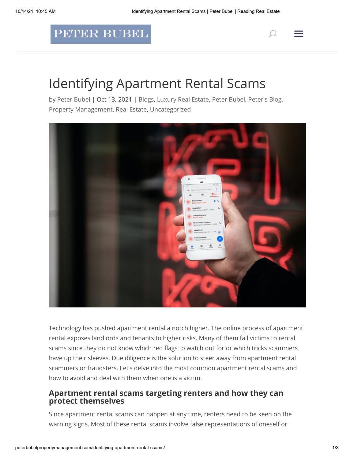 Identifying Apartment Rental Scams by PeterBubel - Issuu