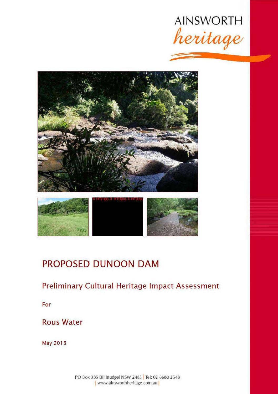 PROPOSED DUNOON DAM Preliminary Cultural Heritage Impact Assessment For ...