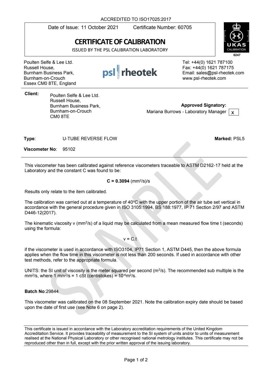 Sample Certificate of Calibration by Sophie Gosling - Issuu