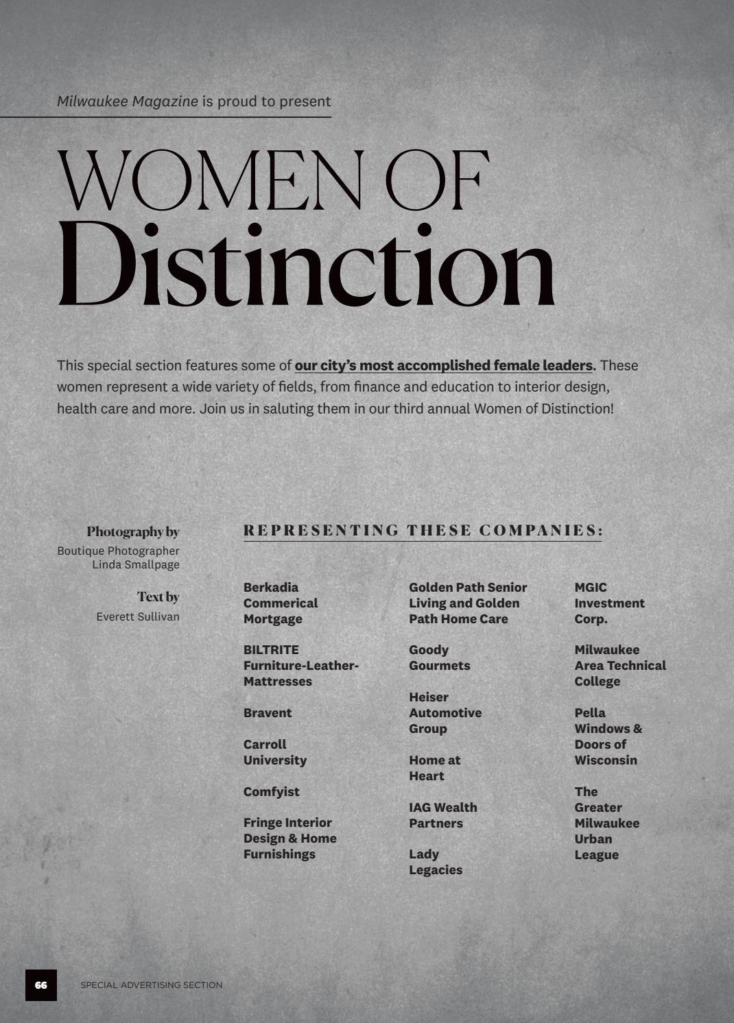 Milwaukee Magazine Women of Distinction Special Advertising Section by ...