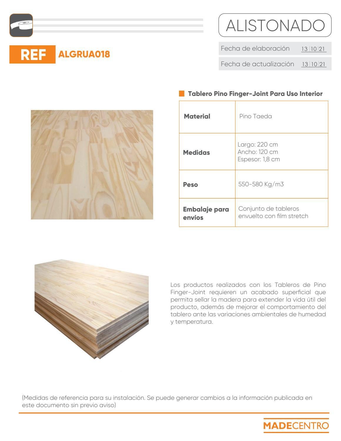 FICHA TÉCNICA PINO FINGER-JOINT by Madecentro Colombia - Issuu