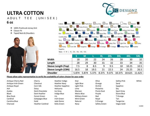 TCDZ T-Shirt Sizing Guide by TC DESIGNZ STUDIO - Issuu