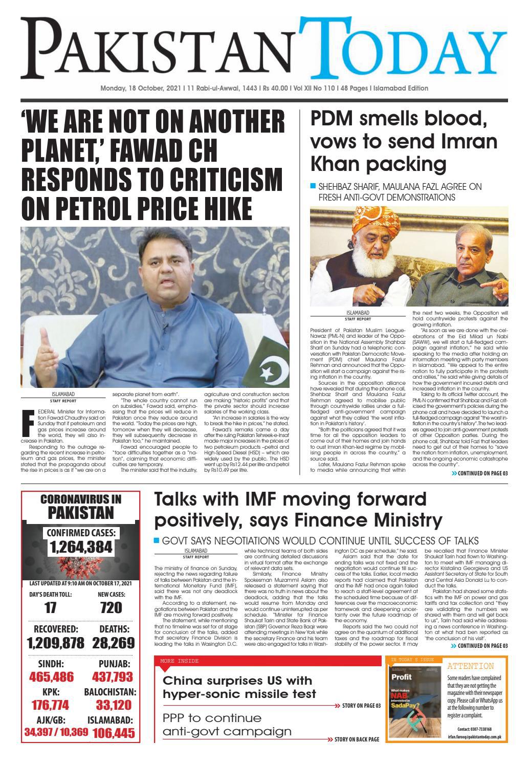 Epaper – October 18 ISB 2021 by Pakistan Today - Issuu