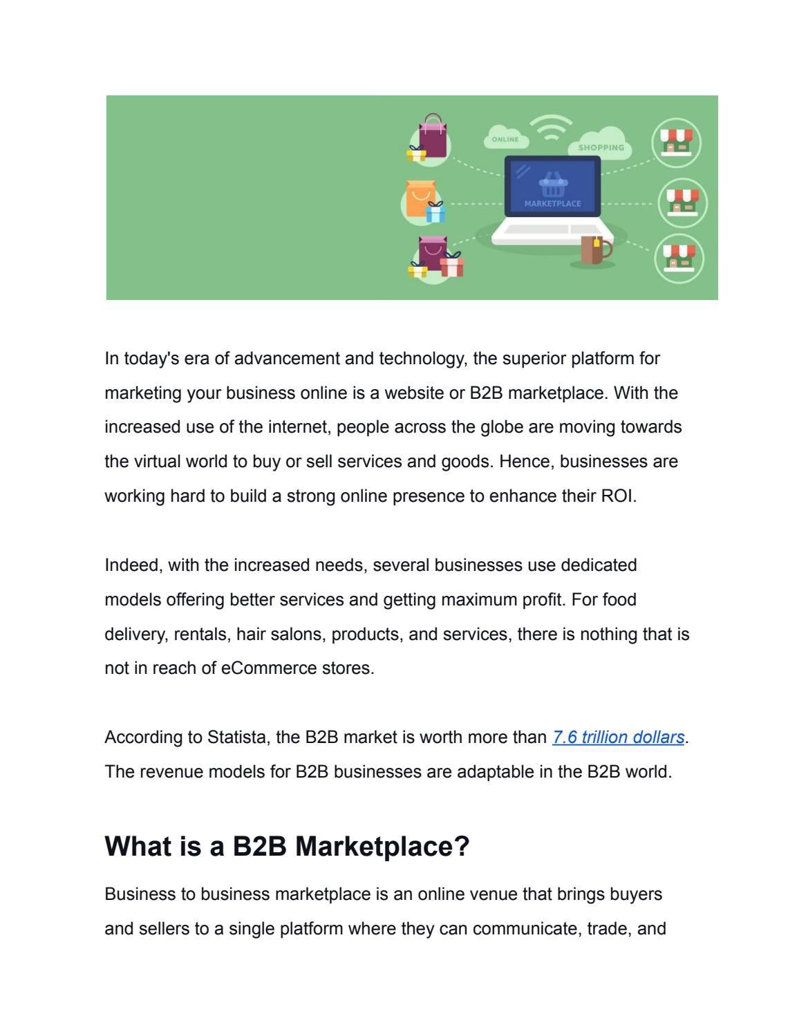 Discover the Rise and Concept of B2B Marketplaces by Webs Optimization Software Solution - Issuu