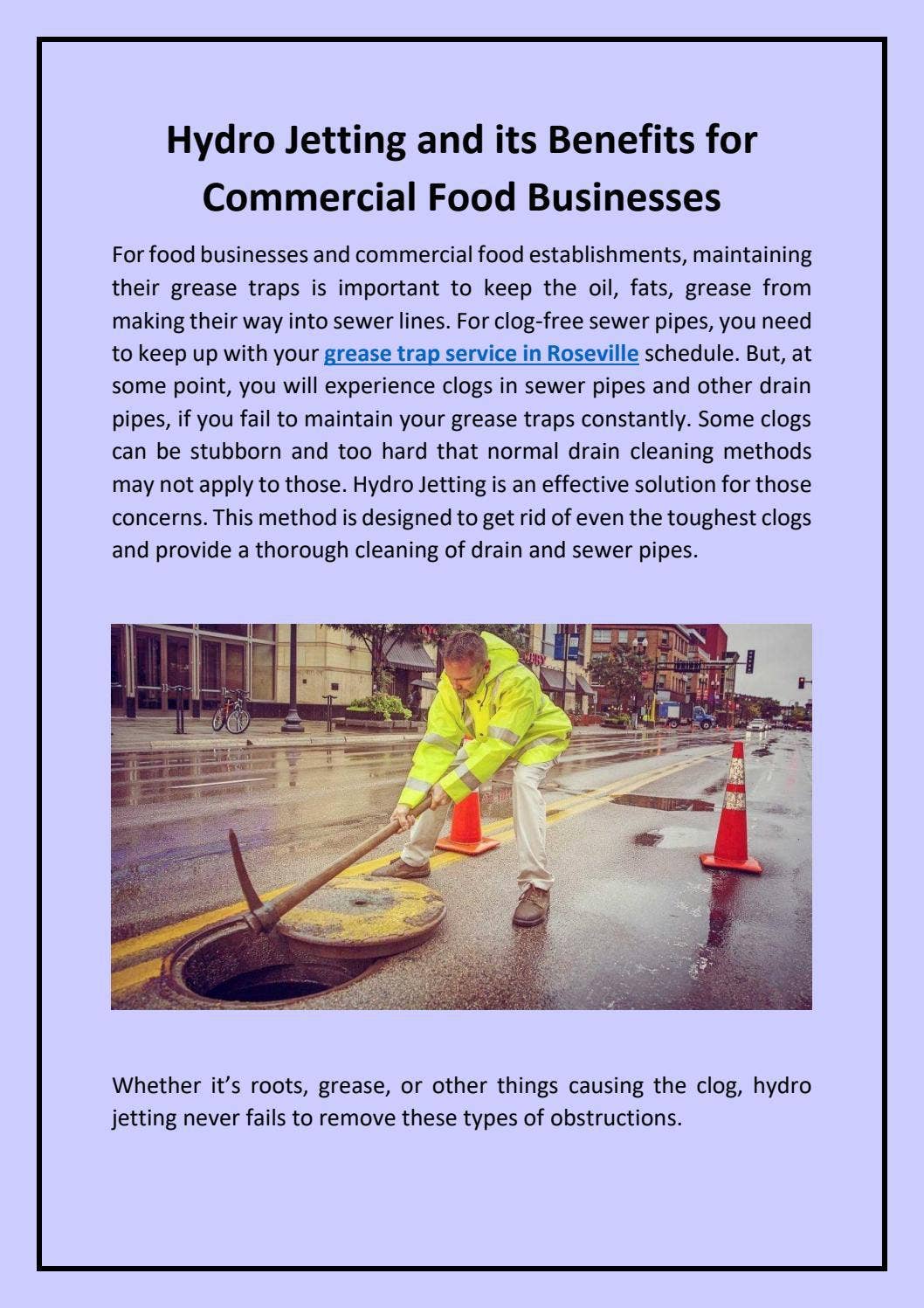Hydro Jetting and its benefits for commercial food businesses by Advanced Septic Service LLC - Issuu